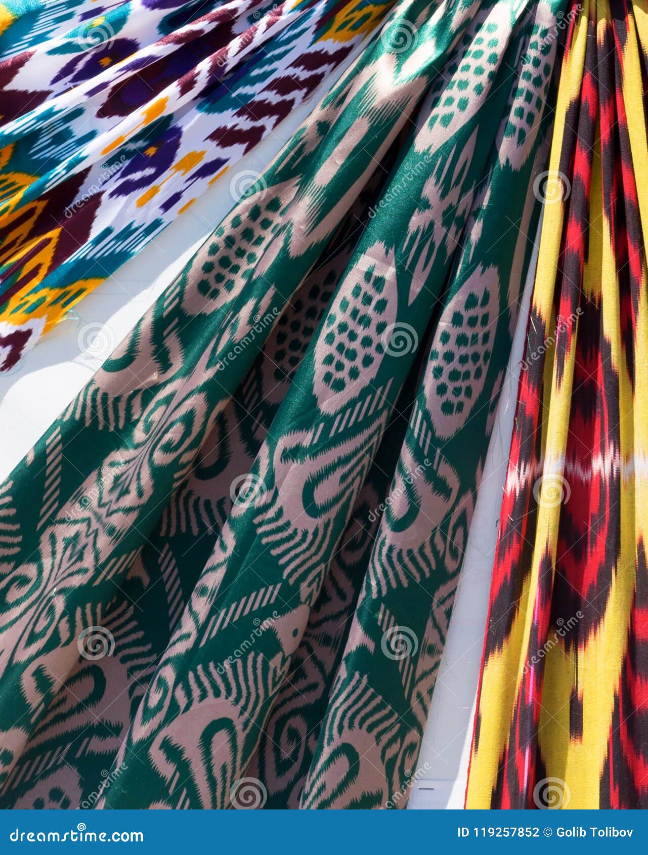 Uzbek silk fabric set stock photo. Image of central - 119257852