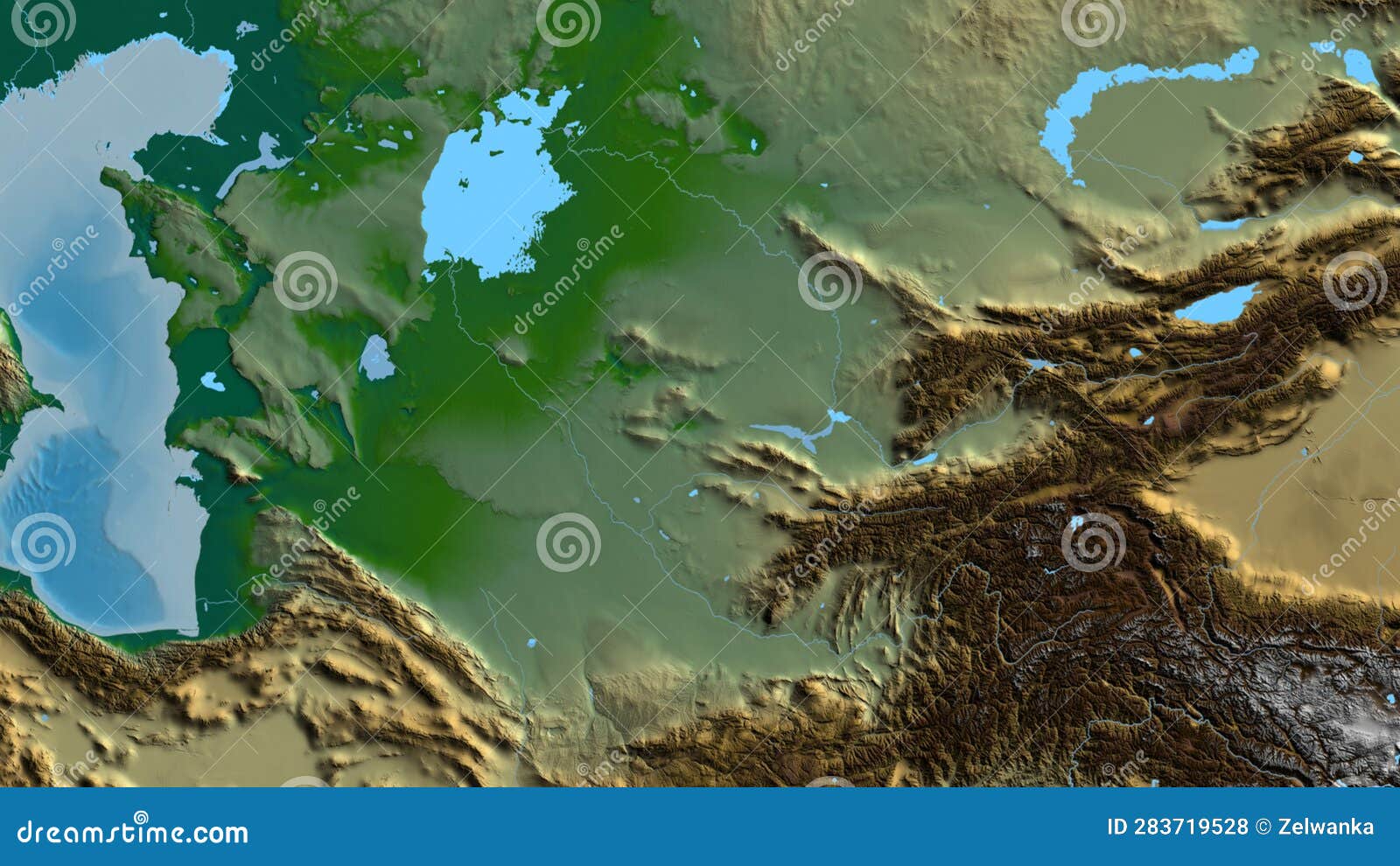 Uzbekistan Area. Physical Map Stock Illustration - Illustration of asia ...
