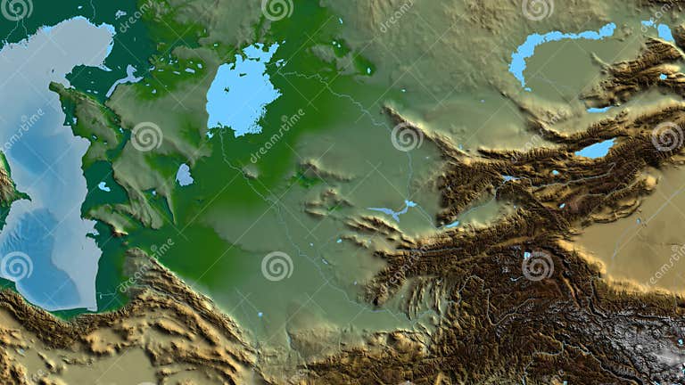 Uzbekistan Area. Physical Map Stock Illustration - Illustration of asia ...