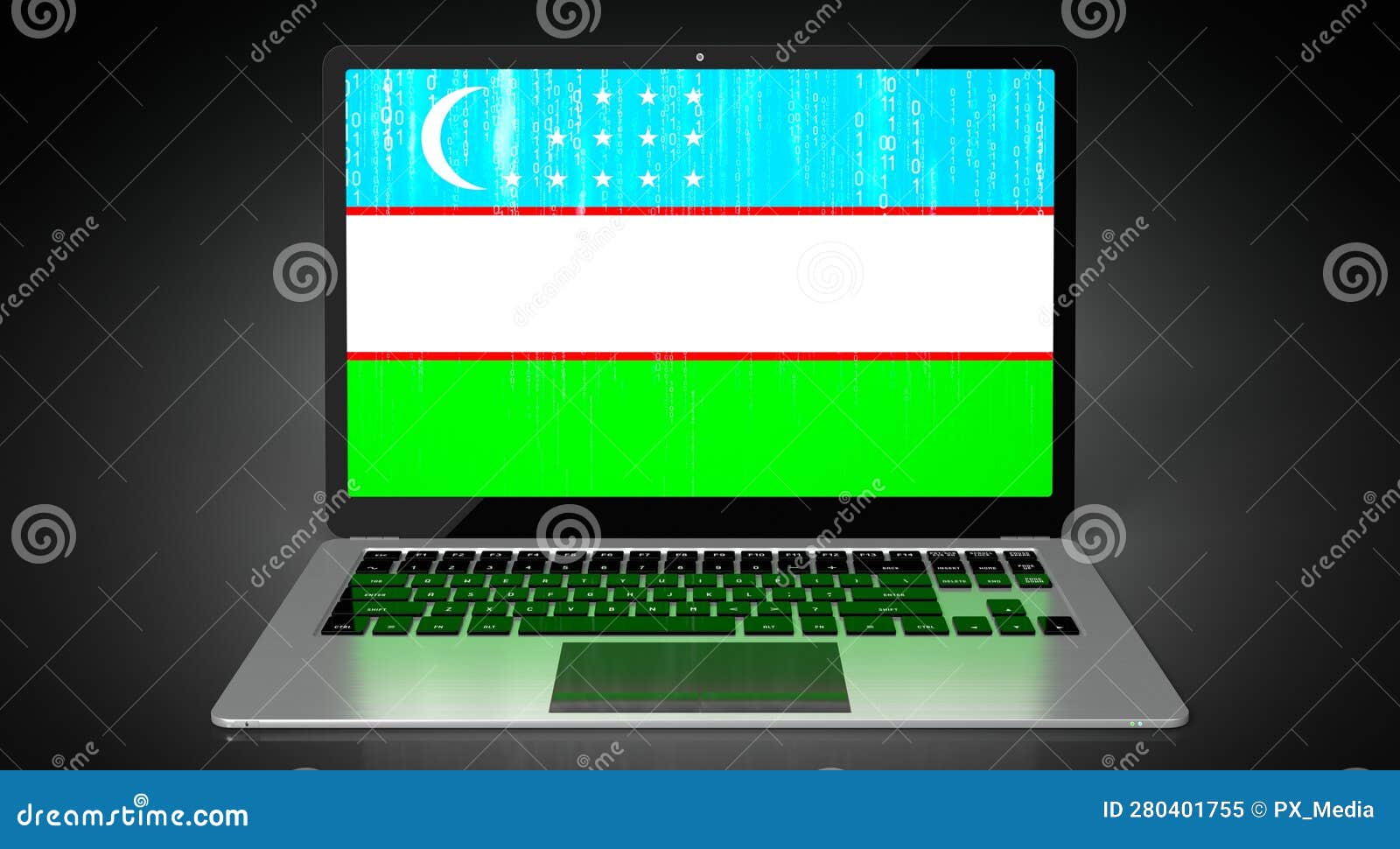 Uzbekistan - Country Flag and Binary Code on Laptop Screen Stock ...