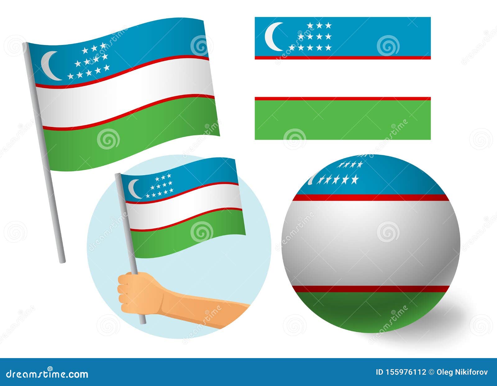 Uzbekistan flag icon set stock illustration. Illustration of flag ...