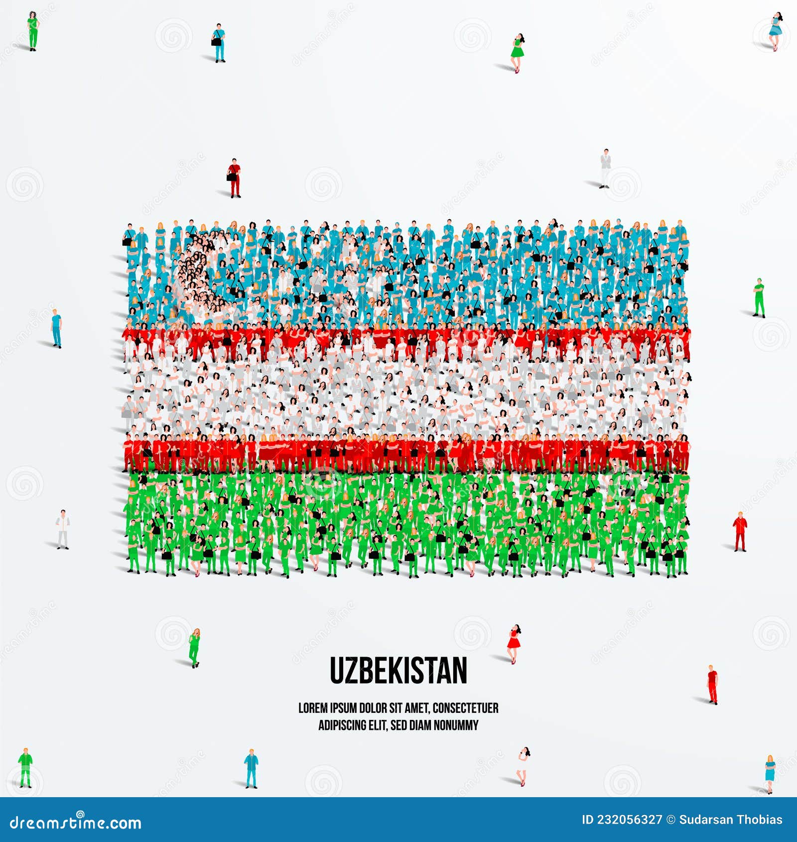 Uzbekistan Flag. a Large Group of People Form To Create the Shape of ...