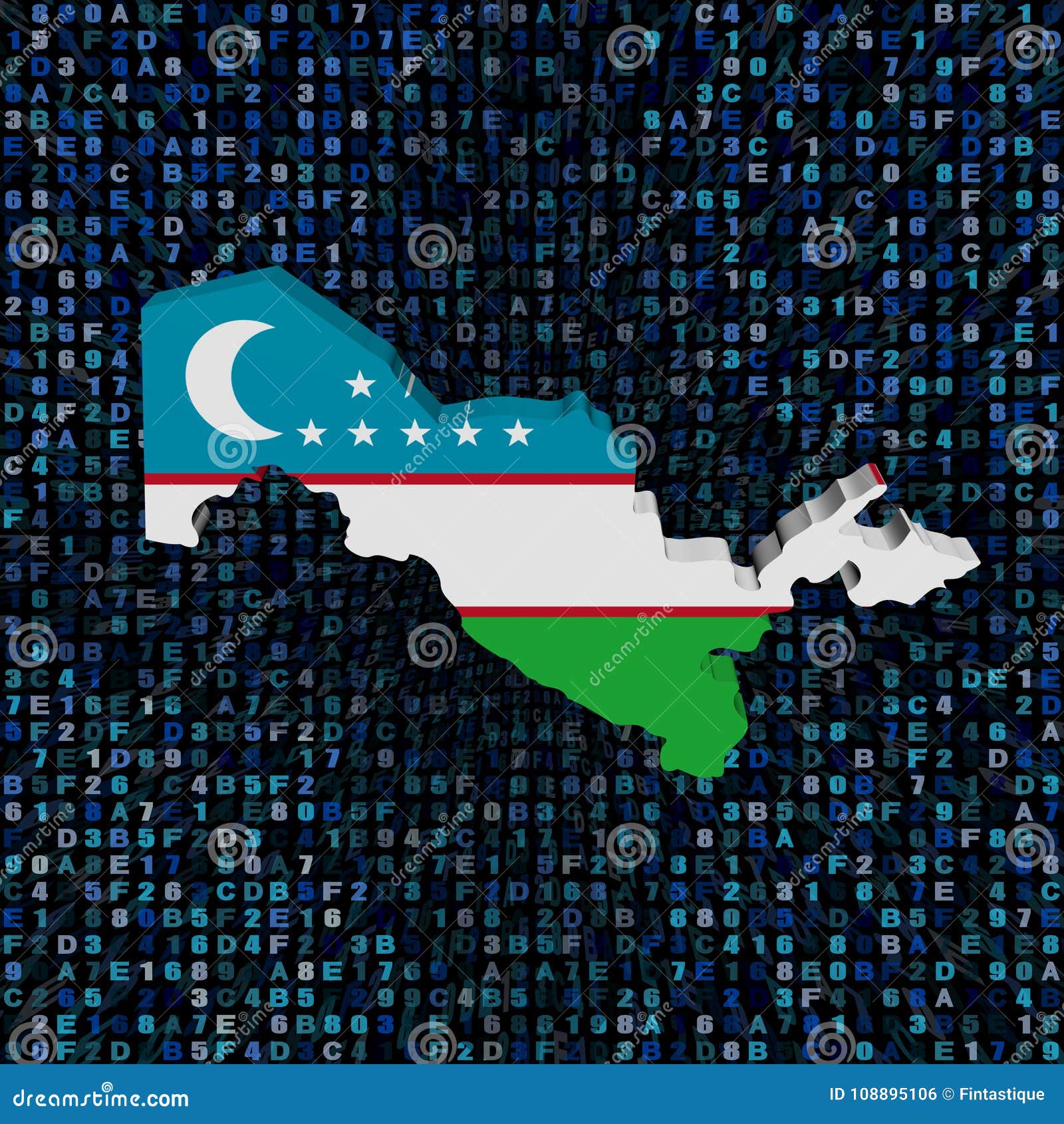 Uzbekistan Map Flag on Hex Code Illustration Stock Illustration ...