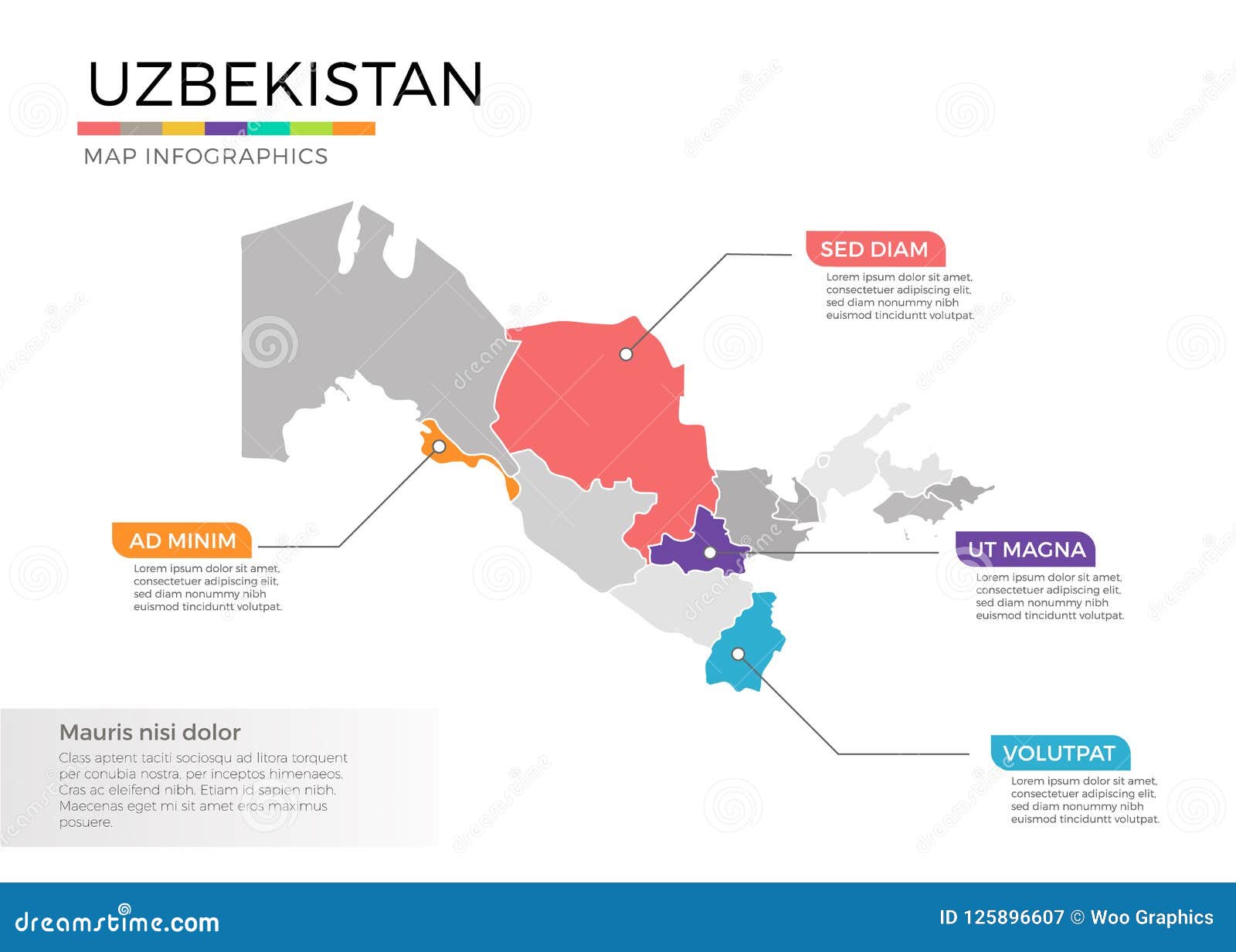 Uzbekistan Map Infographics Vector Template with Regions and Pointer ...