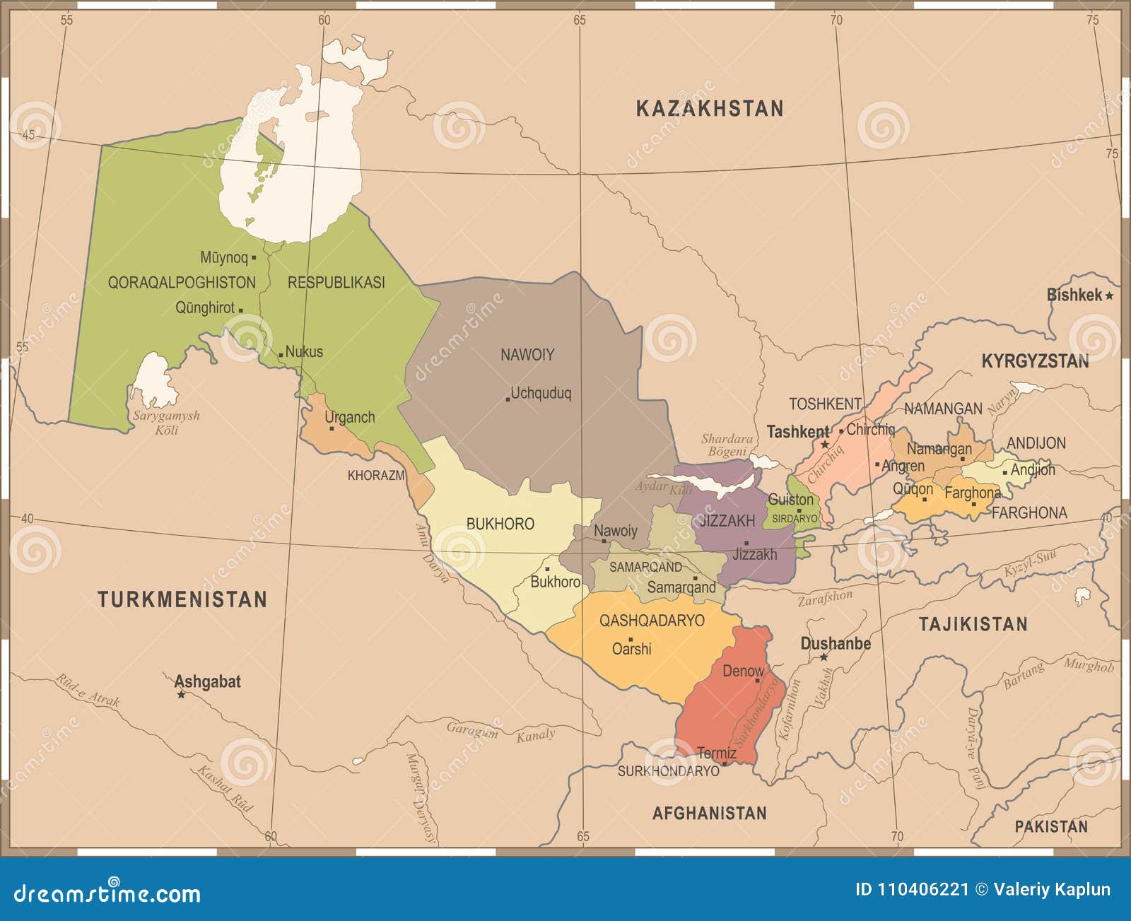 Tashkent Map. Detailed Map Of Tashkent City Administrative Area ...