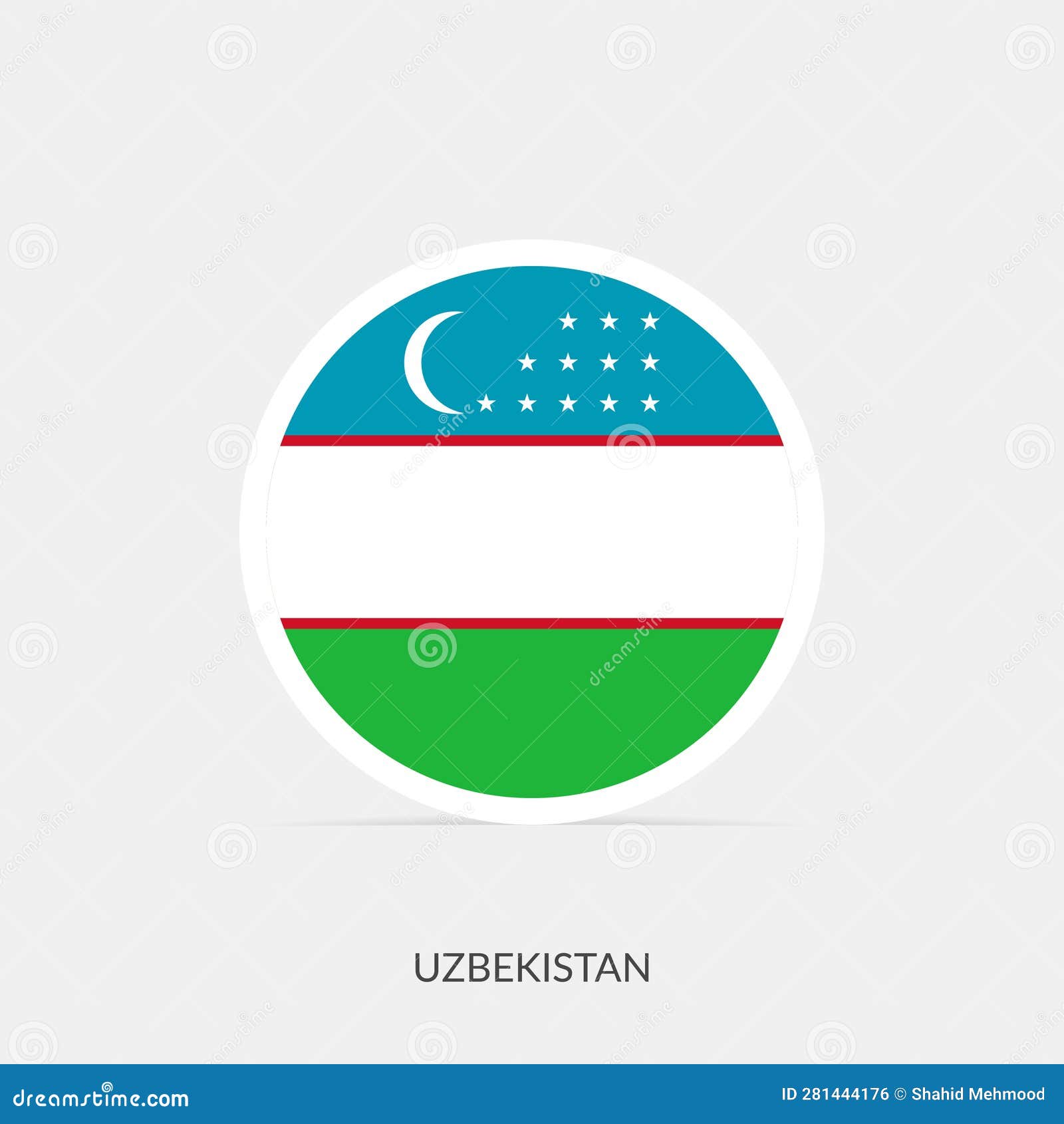 Uzbekistan Round Flag Icon with Shadow Stock Vector - Illustration of ...