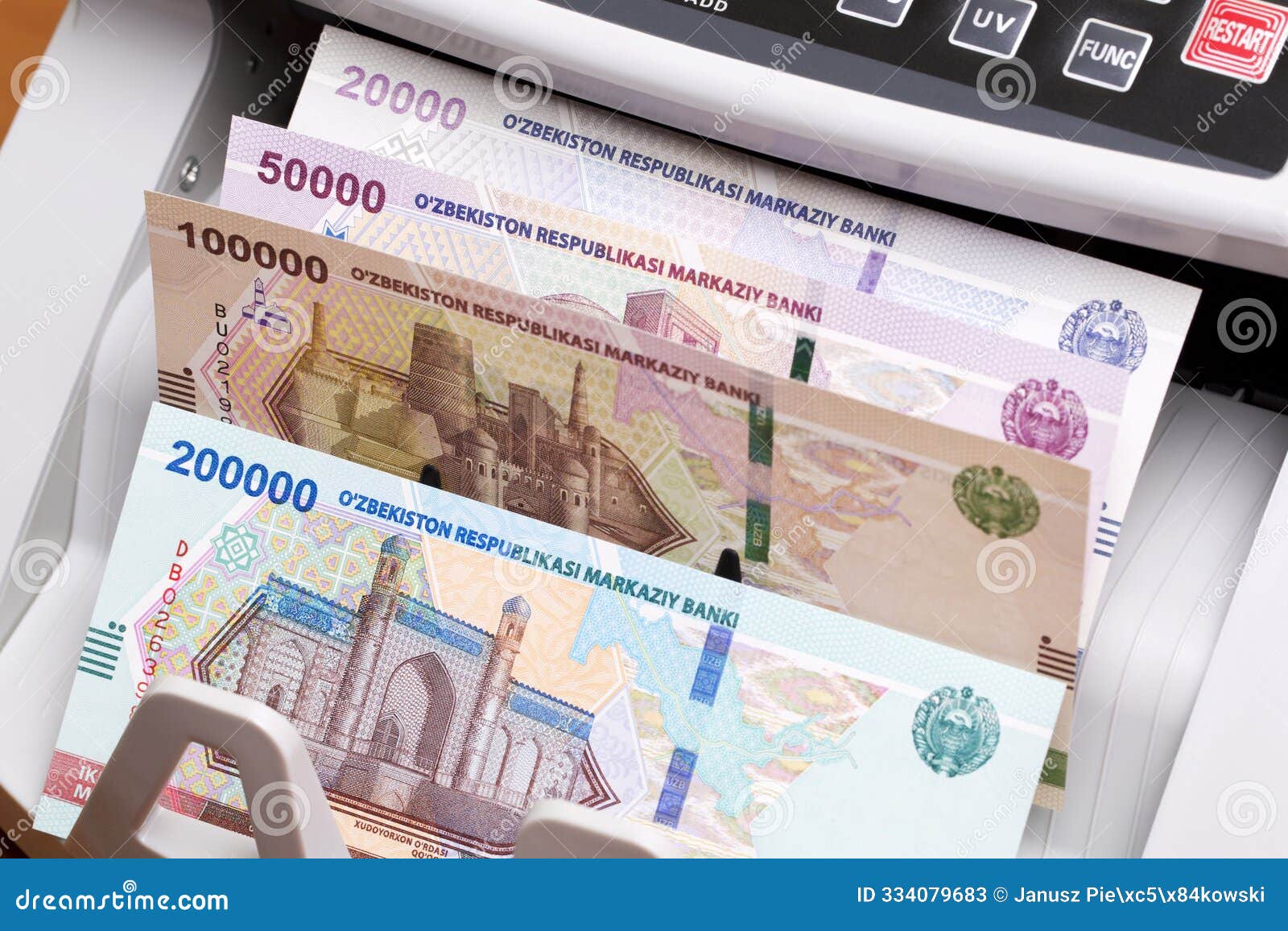 Uzbekistani Sum in the Counting Machine Stock Image - Image of ...