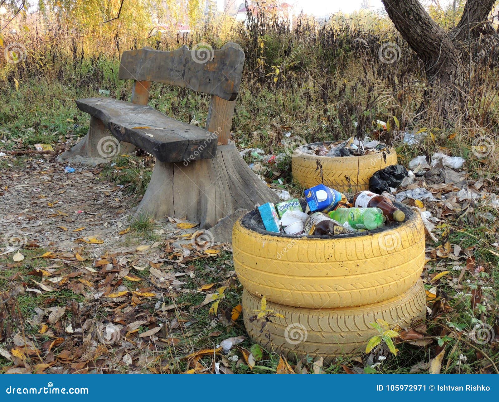 Scattered Garbage in a Park Editorial Photo - Image of garbage, green ...
