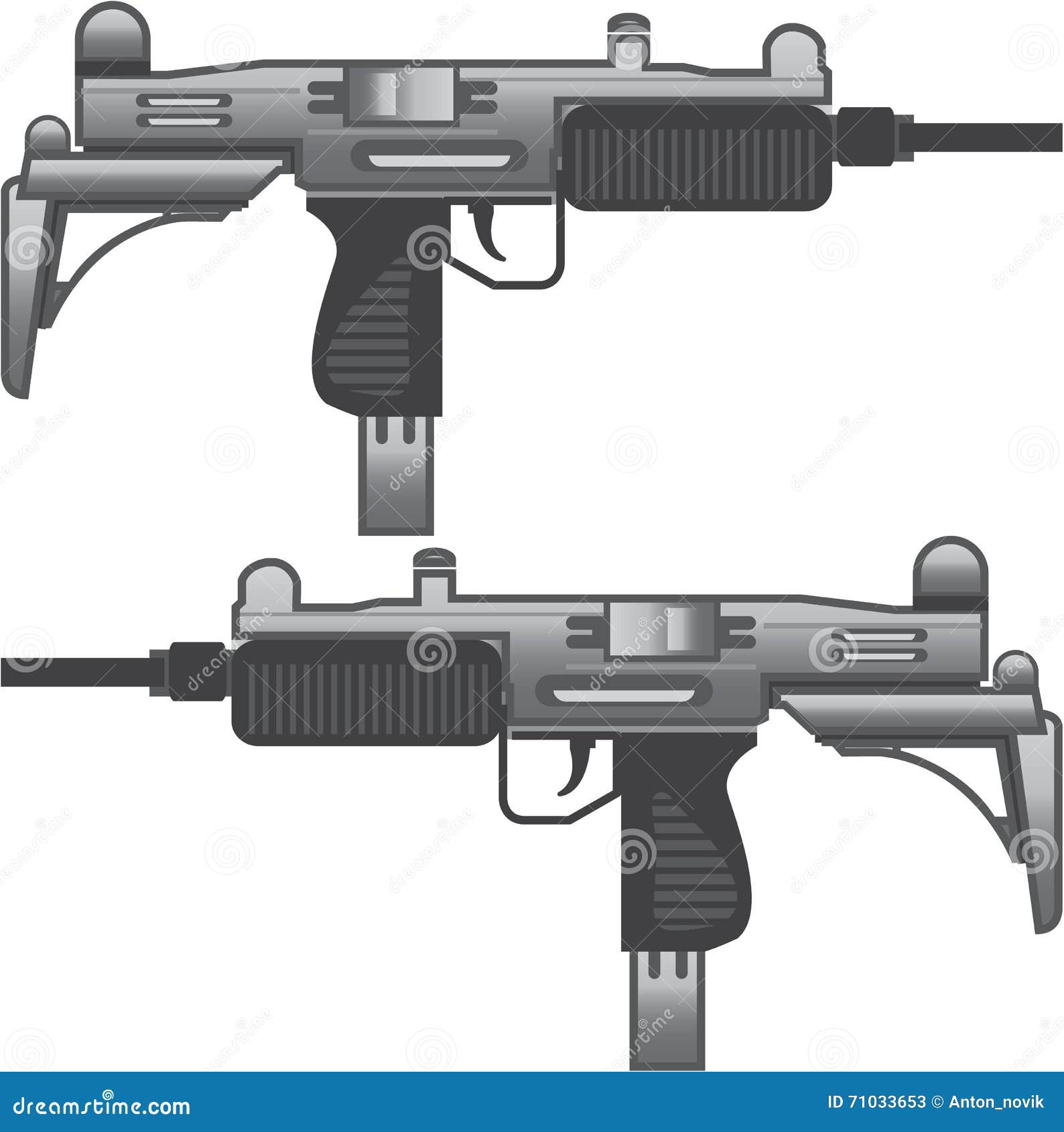 Uzi Gun vector stock vector. Illustration of hand, dark - 71033653