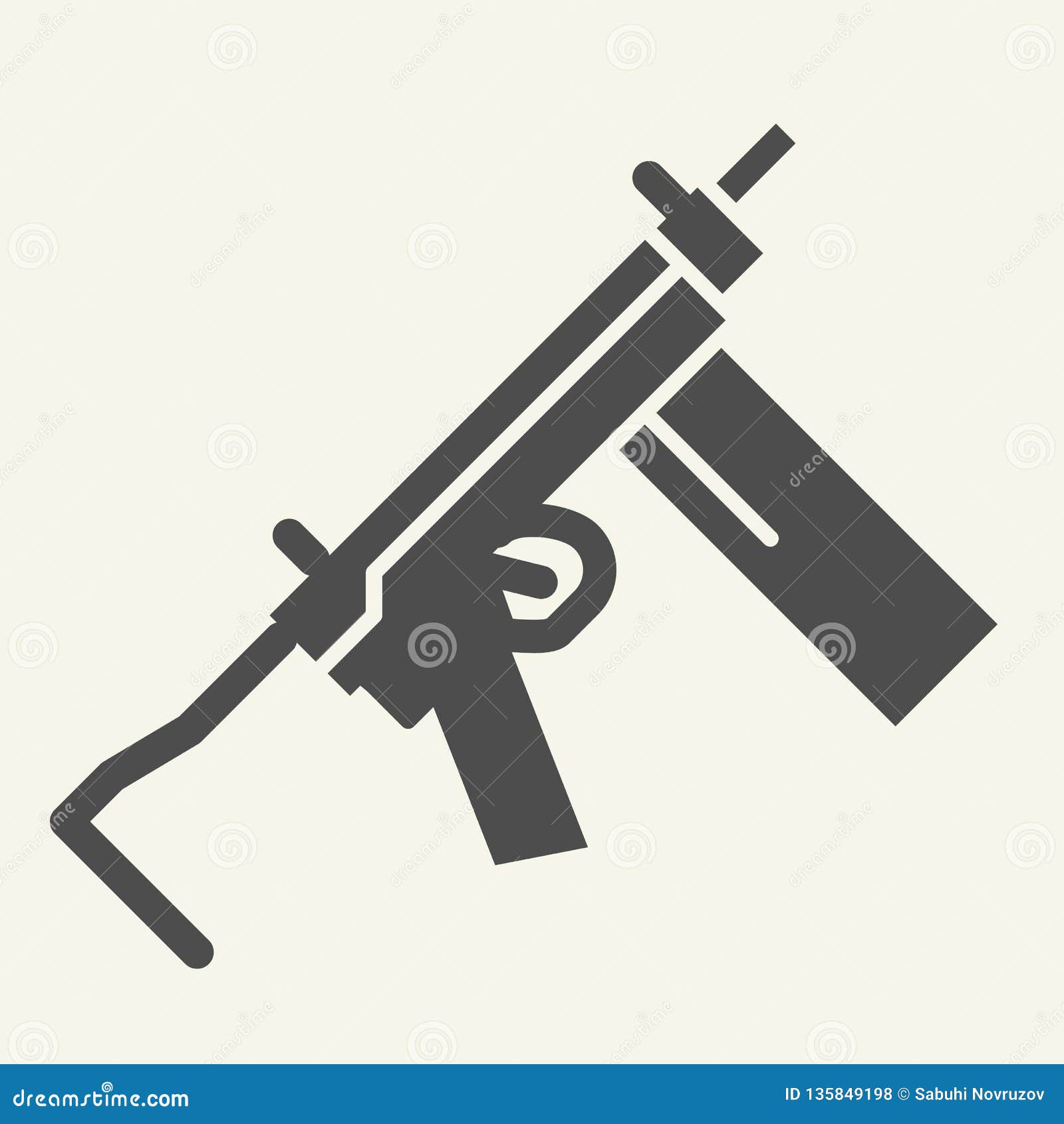 UZI Solid Icon. Weapon Vector Illustration Isolated on White. Firearm ...