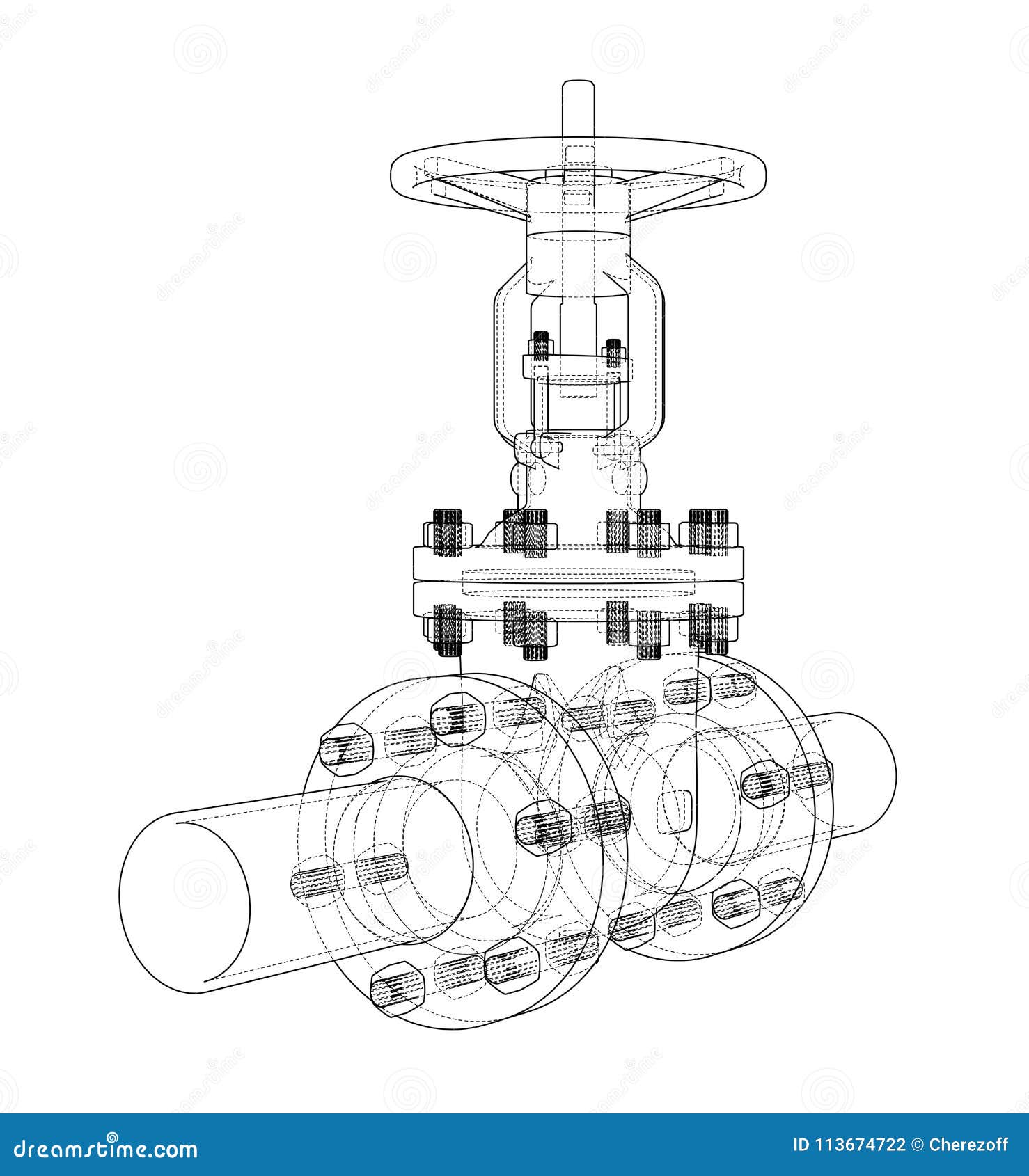 Válvula Industrial Ilustración 3D Stock de ilustración - Ilustración de ...