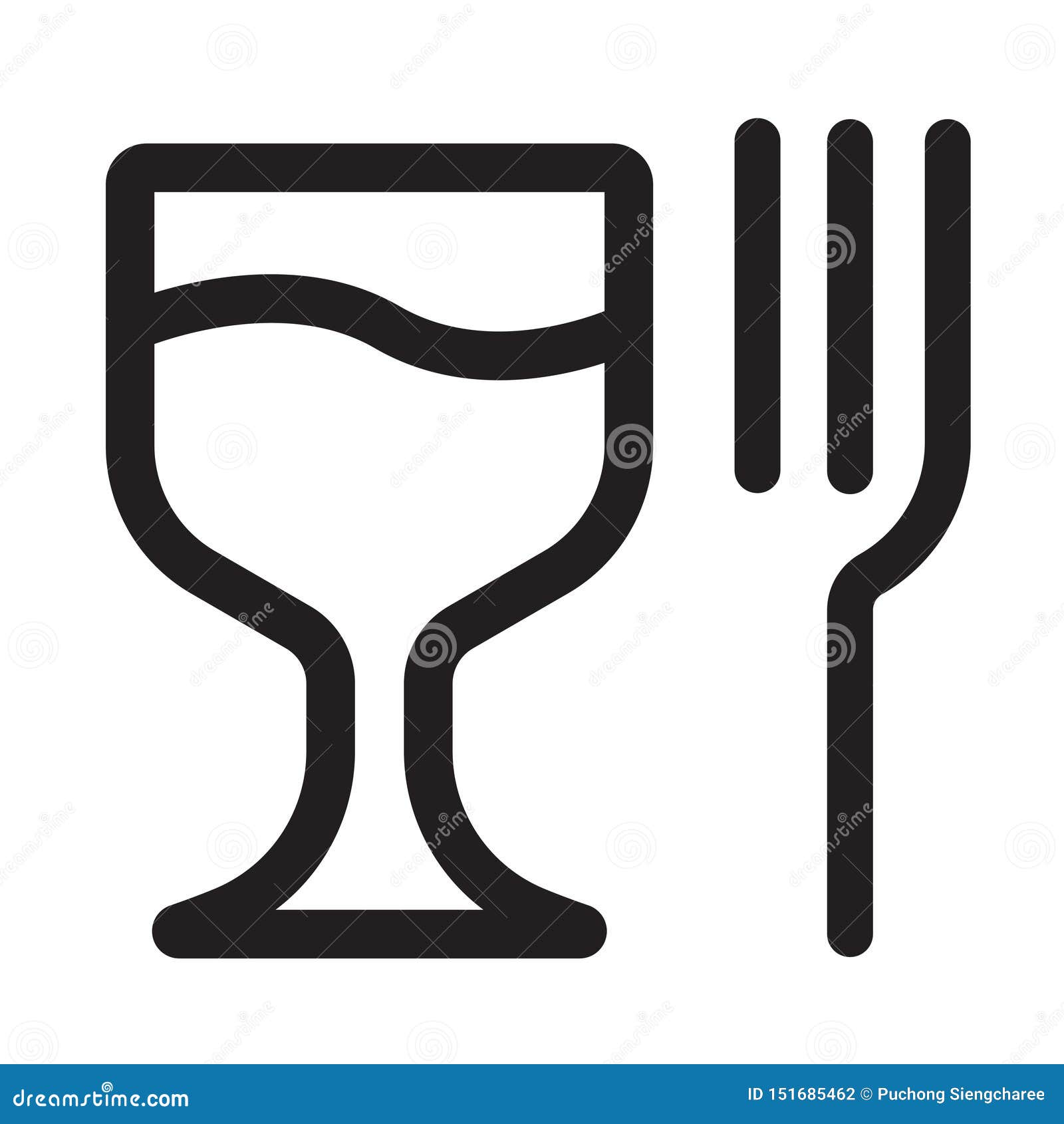 Glass Fork Vector Icon.glass Fork Sausage Vector Icon Stock Vector ...