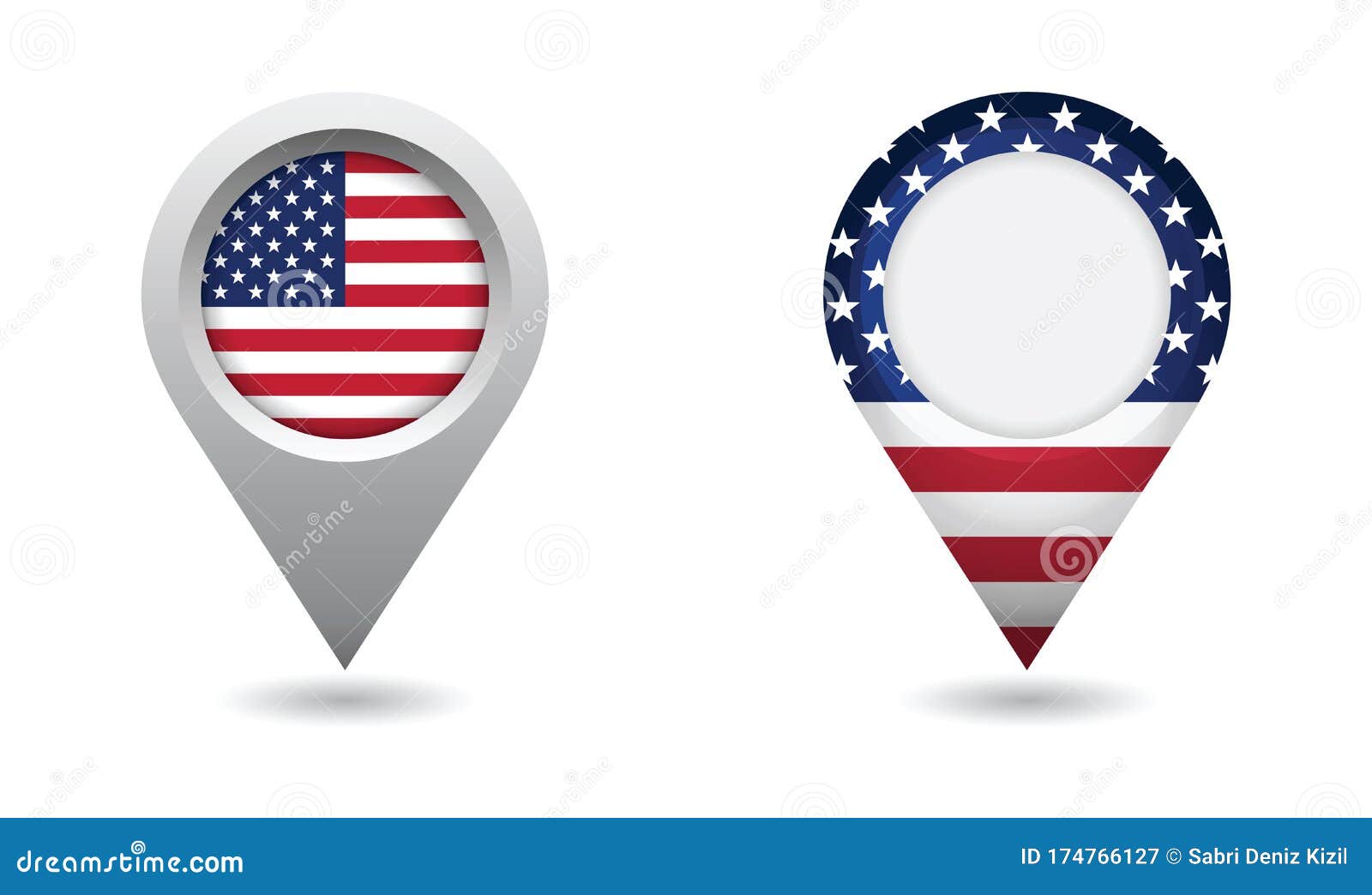 USA flag location pin stock vector. Illustration of banner - 174766127