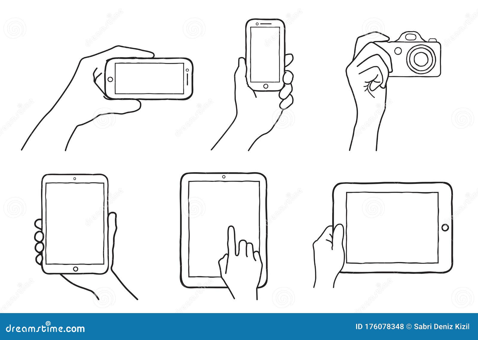Hand Holding, Phone, Camera, Tablet. Vector Illustration Stock Vector ...