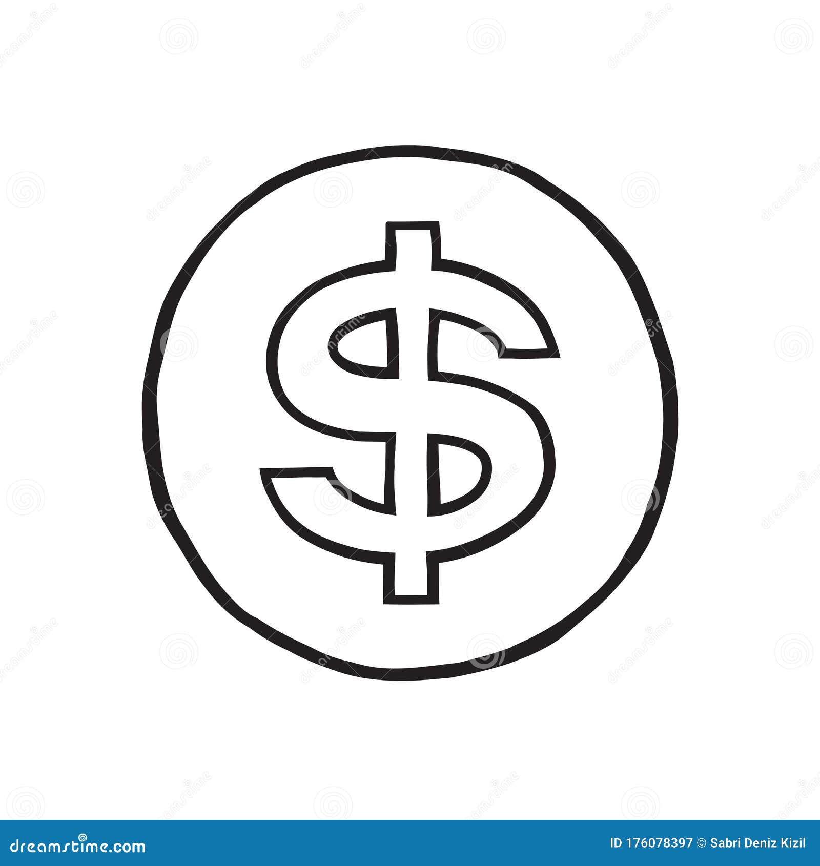 Vector dollar icon stock vector. Illustration of drawing - 176078397