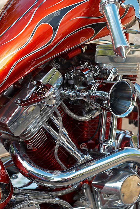 V-2 engine stock image. Image of detail, chrome, customized - 16506857