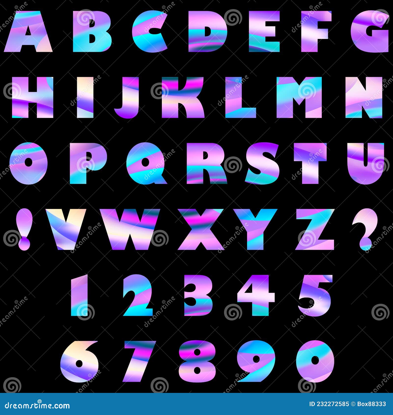 Raster Set: Capital Letters Of The Latin Alphabet, Exclamation Mark ...