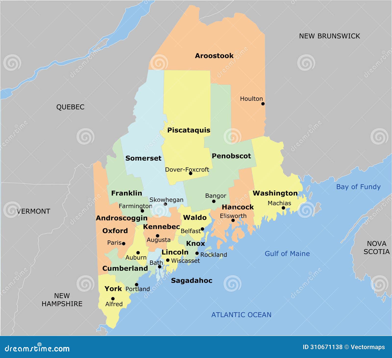 Maine County Map Vector Illustration | CartoonDealer.com #173364908