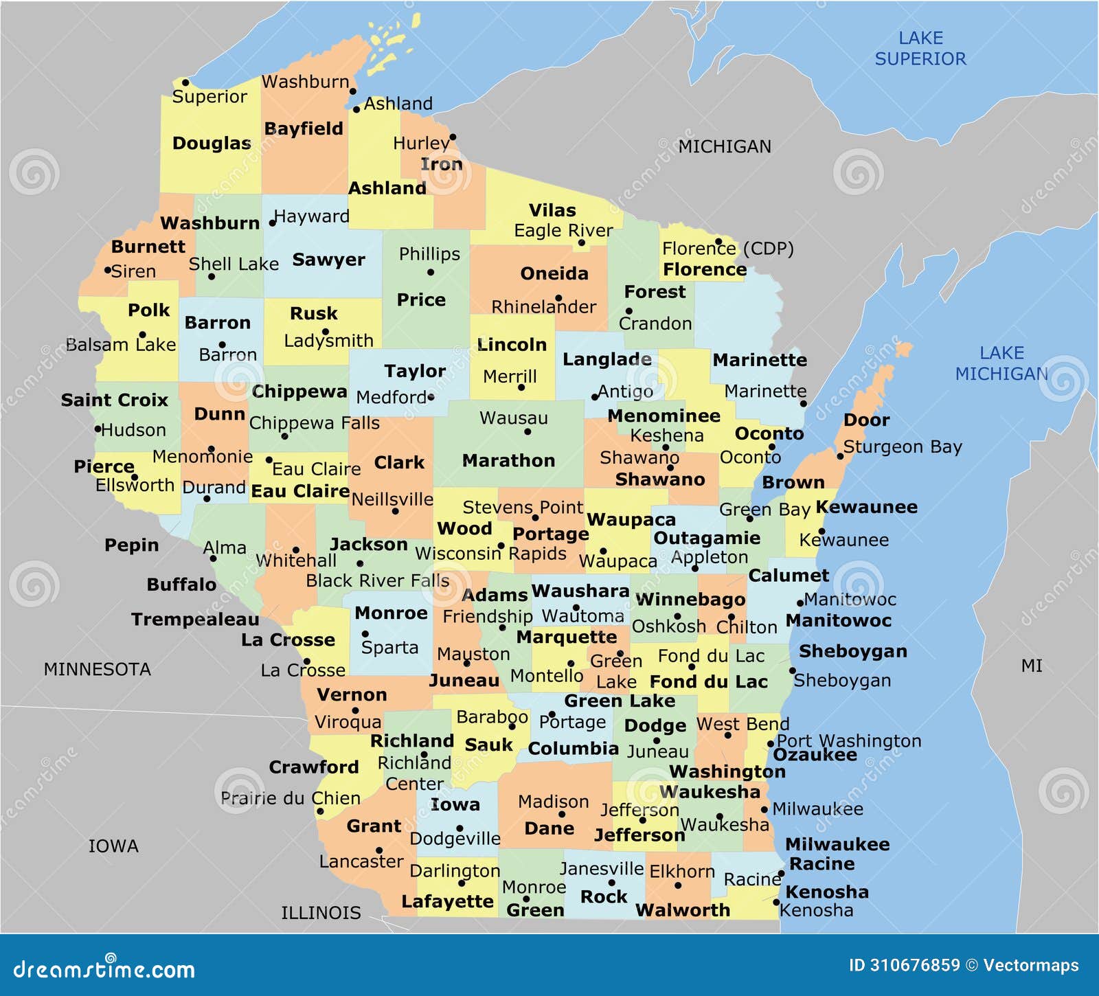 Washburn, Washington And Racine County, State Of Wisconsin U.S. County ...
