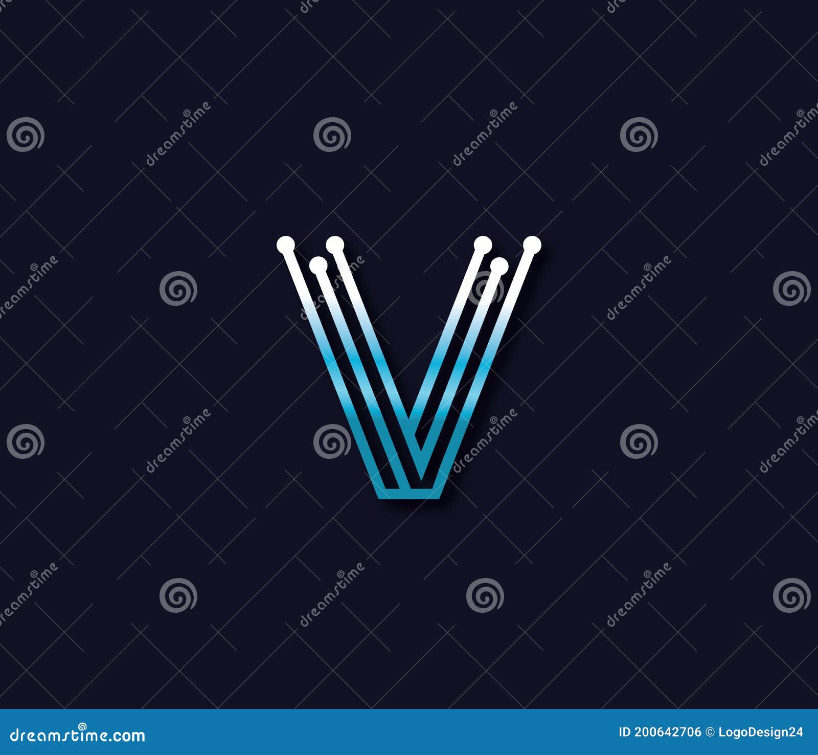 V Alphabet Connection Logo Design Concept Stock Vector - Illustration ...