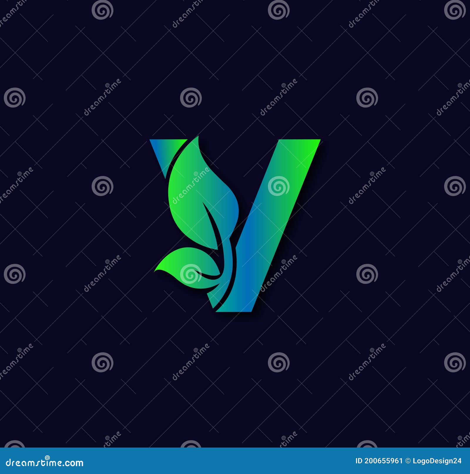 V Alphabet Nature Logo Design Concept Stock Vector - Illustration of ...