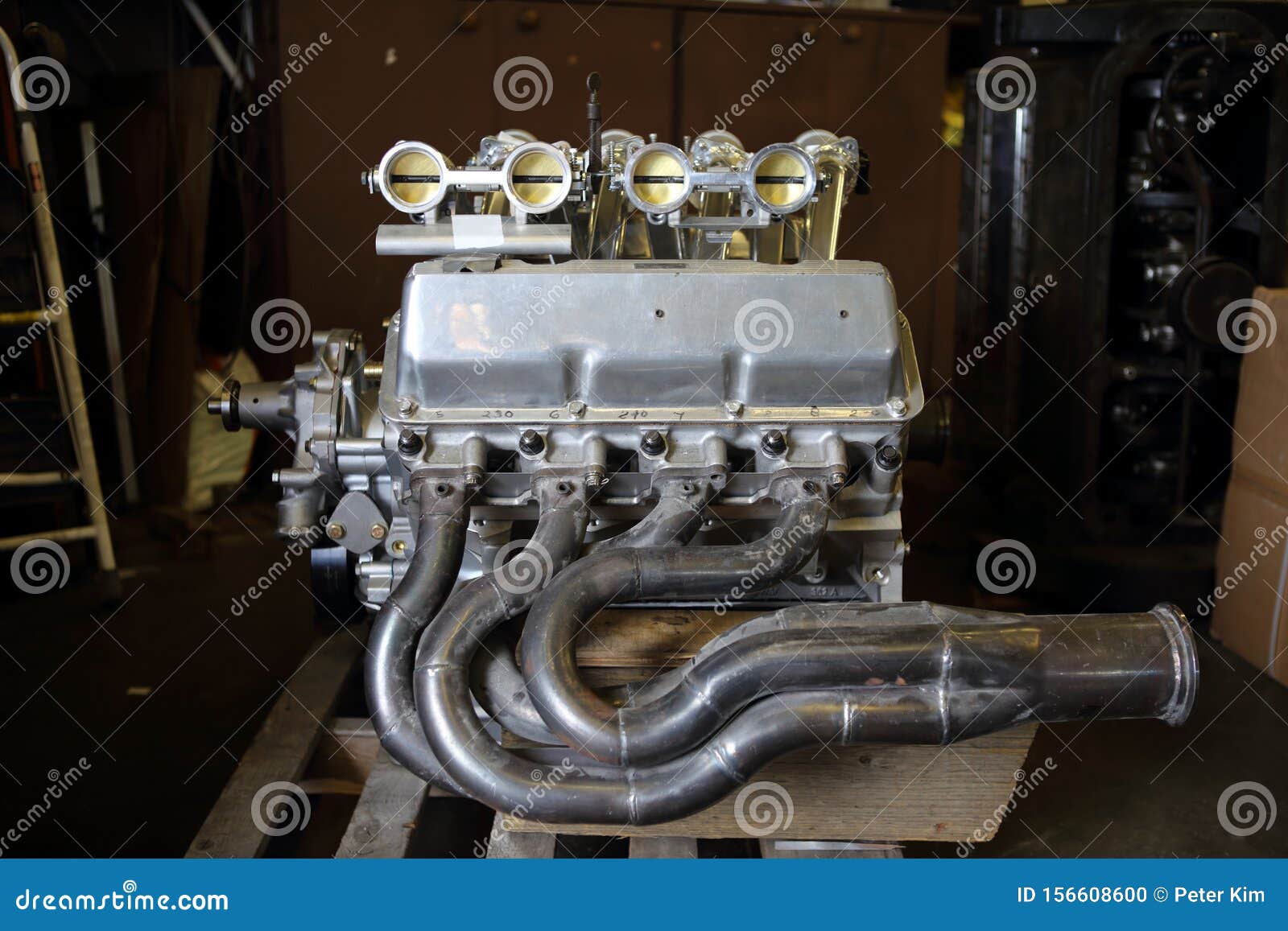 V8 Aluminum racing engine stock photo. Image of gasoline - 156608600