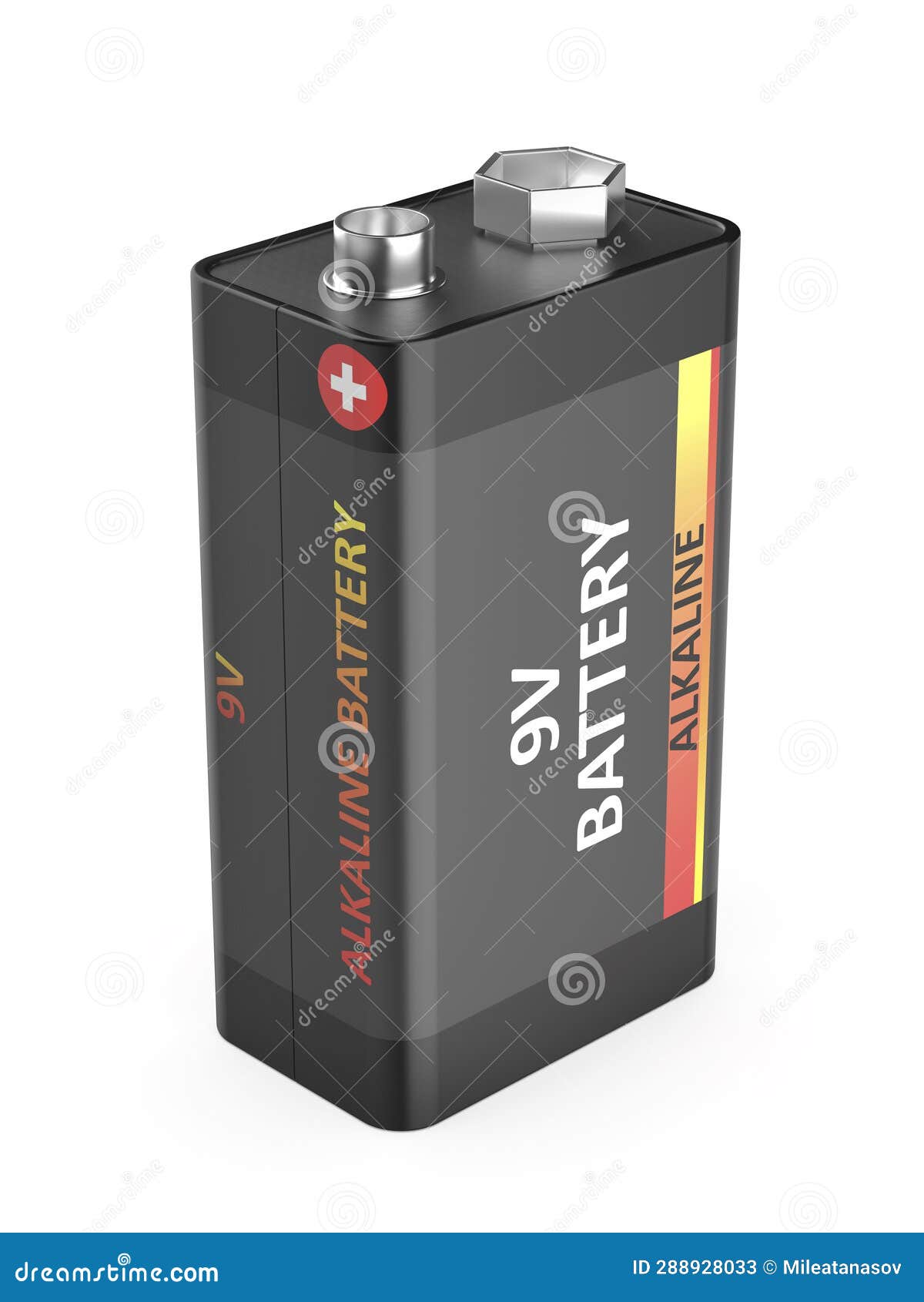 9V Battery on White Background Stock Image - Illustration of voltage ...