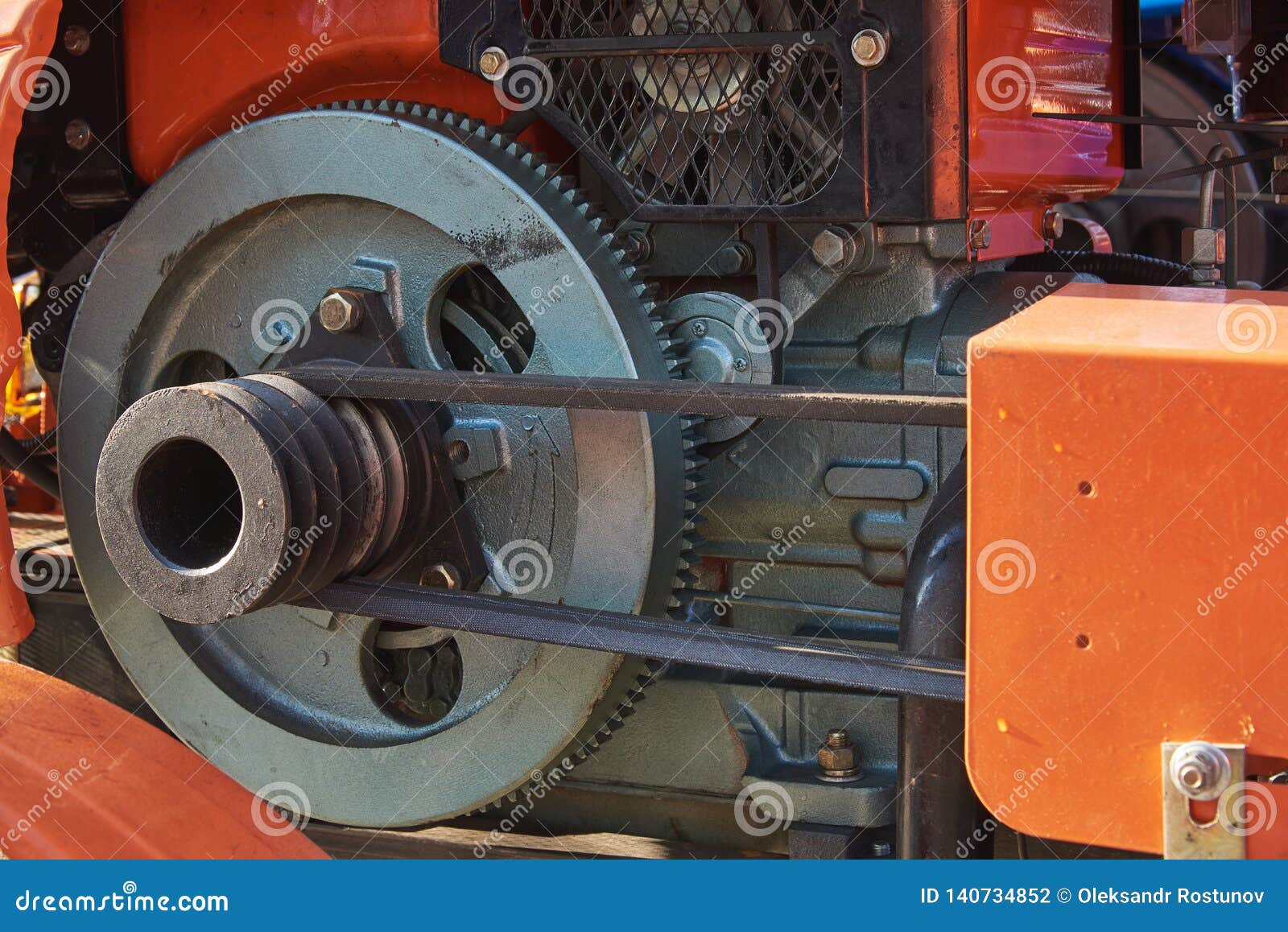 Belt Transmission In A Mechanical Machine. Stock Photography ...