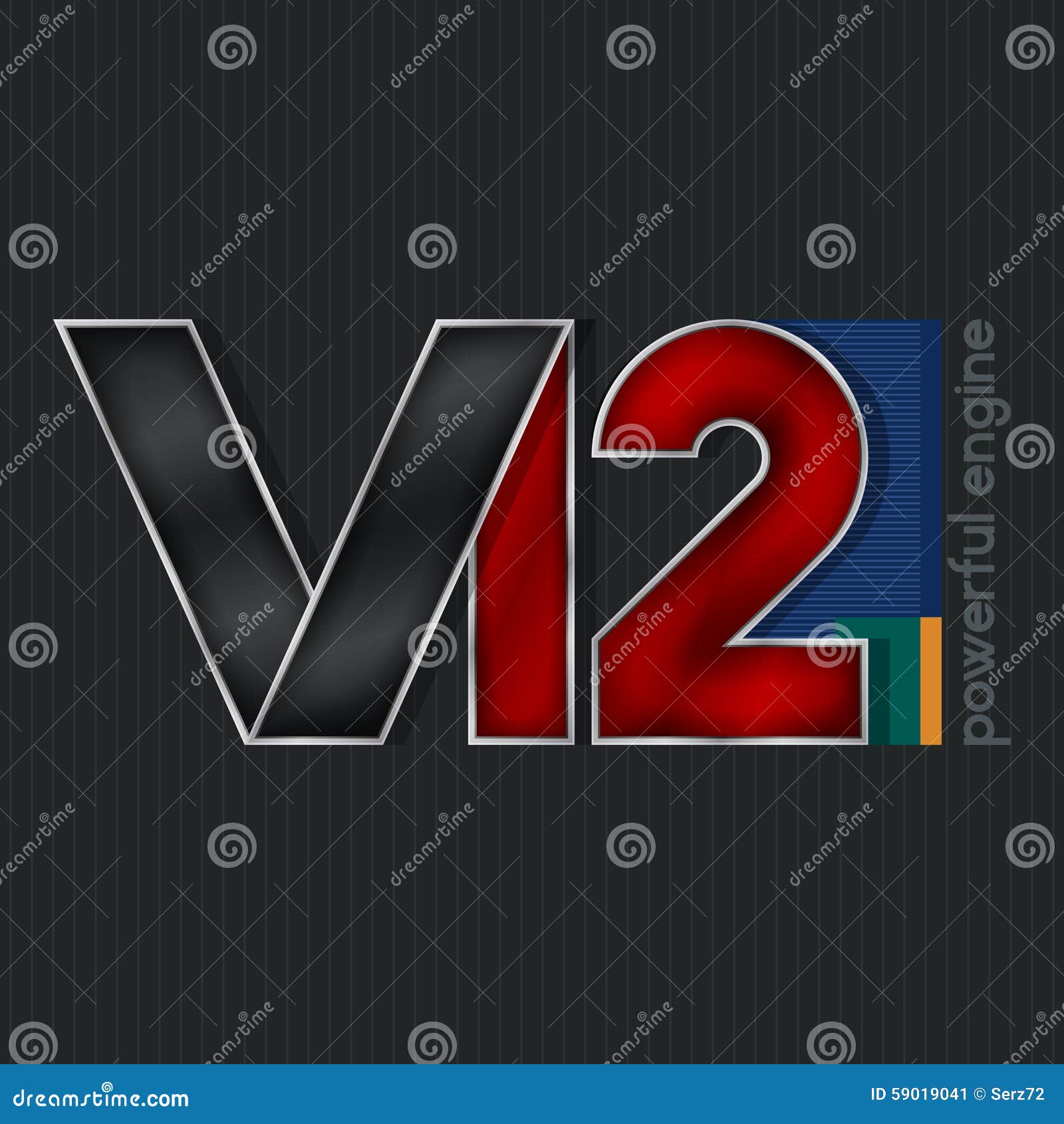 V12, Bright Volumetric Emblem V12 Cartoon Vector | CartoonDealer.com ...