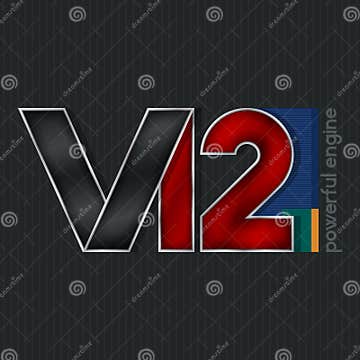 V12, Bright Volumetric Emblem V12 Stock Vector - Illustration of sports ...