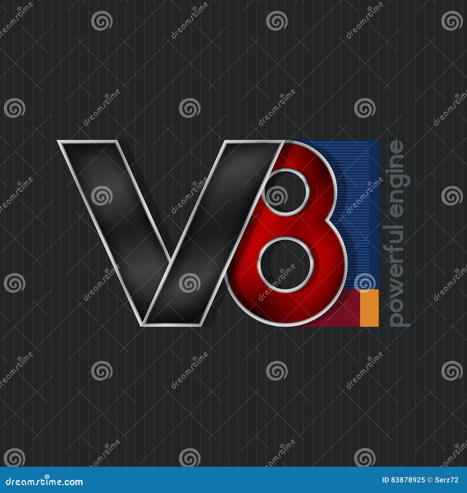 V8, Bright Volumetric Emblem V8 Stock Vector - Illustration of design ...