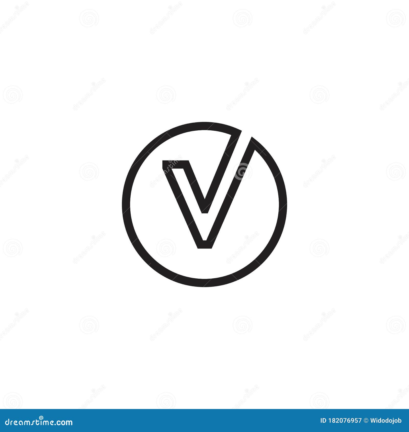 V Circle Letter Lines Logo Design Vector Stock Vector - Illustration of ...