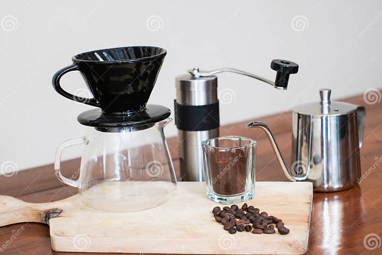 V60 Coffee Method of Making Coffee with Complete V60 Set Tools on the ...
