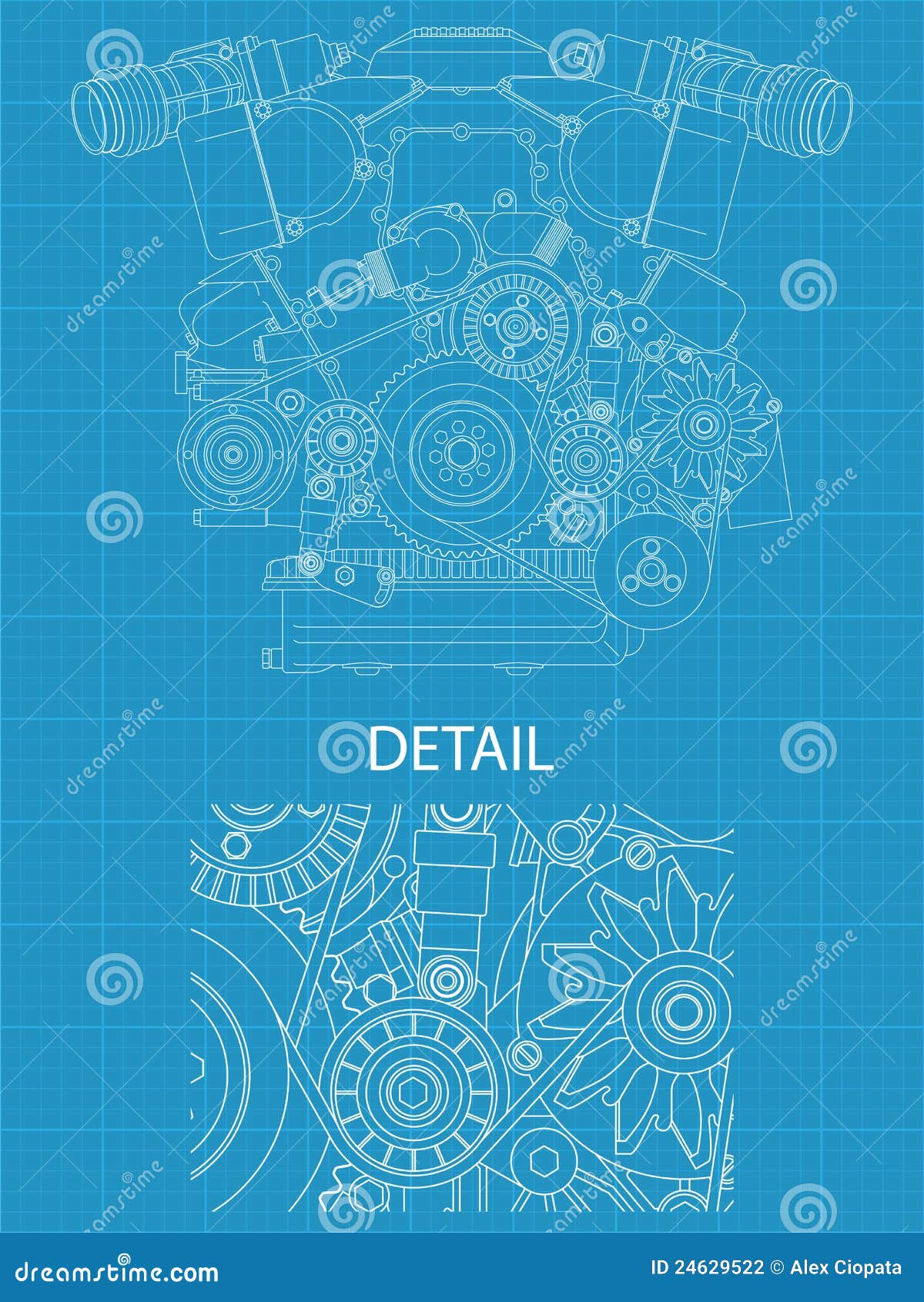 V engine stock vector. Illustration of details, engineering - 24629522