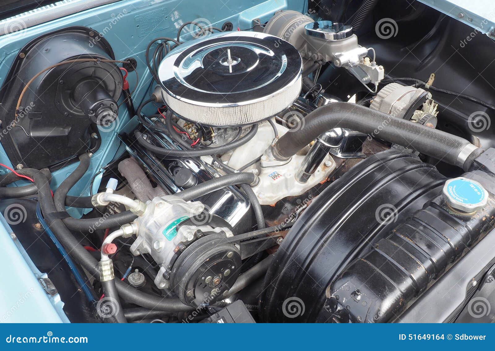 V8 Engine in a 1958 American Made Automobile Stock Photo - Image of ...