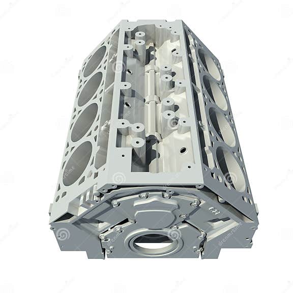 V8 Engine Block 3D Rendering on White Background Stock Illustration ...