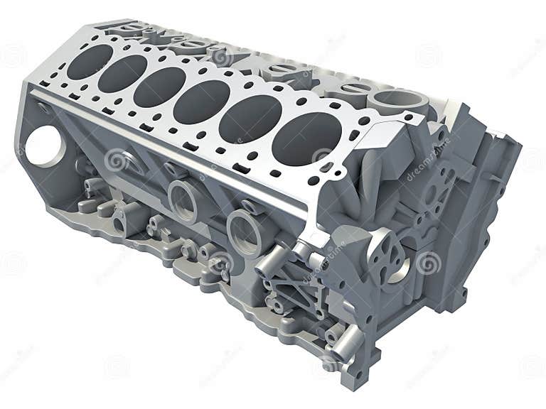 V12 Engine Block Vehicle Part 3D Rendering on White Background Stock ...