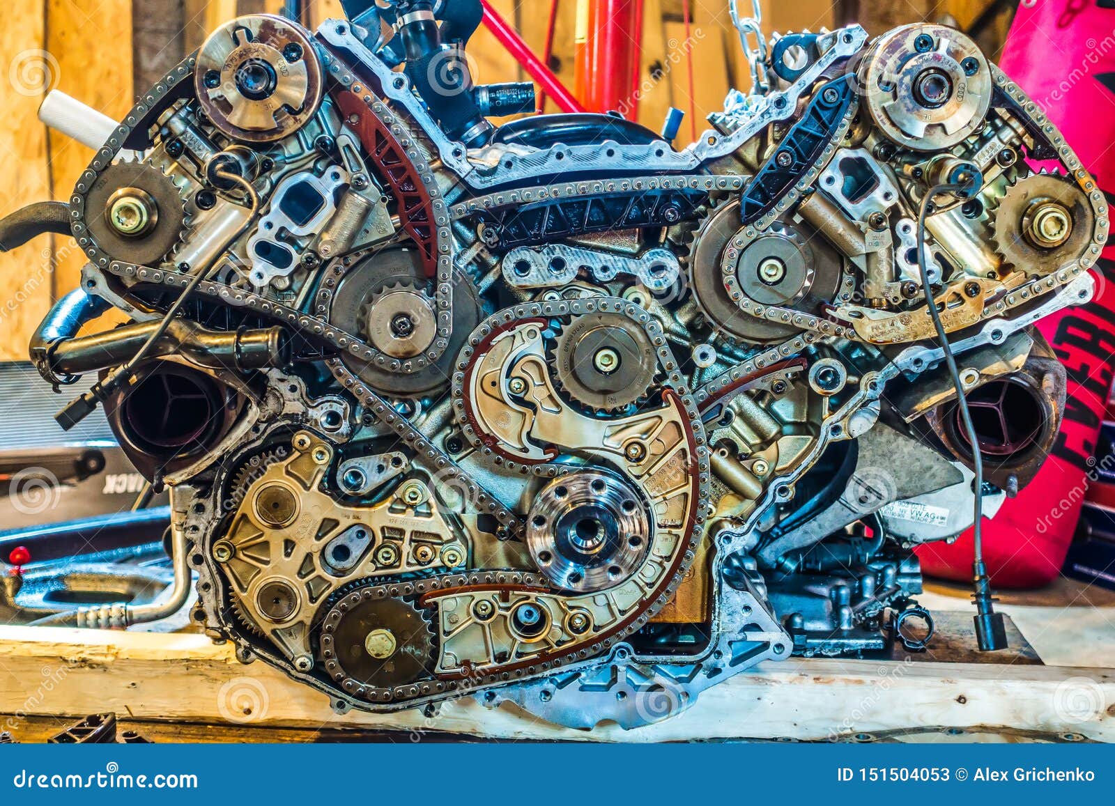 V8 Engine from Car Being Rebuilt in Garage Editorial Stock Photo ...