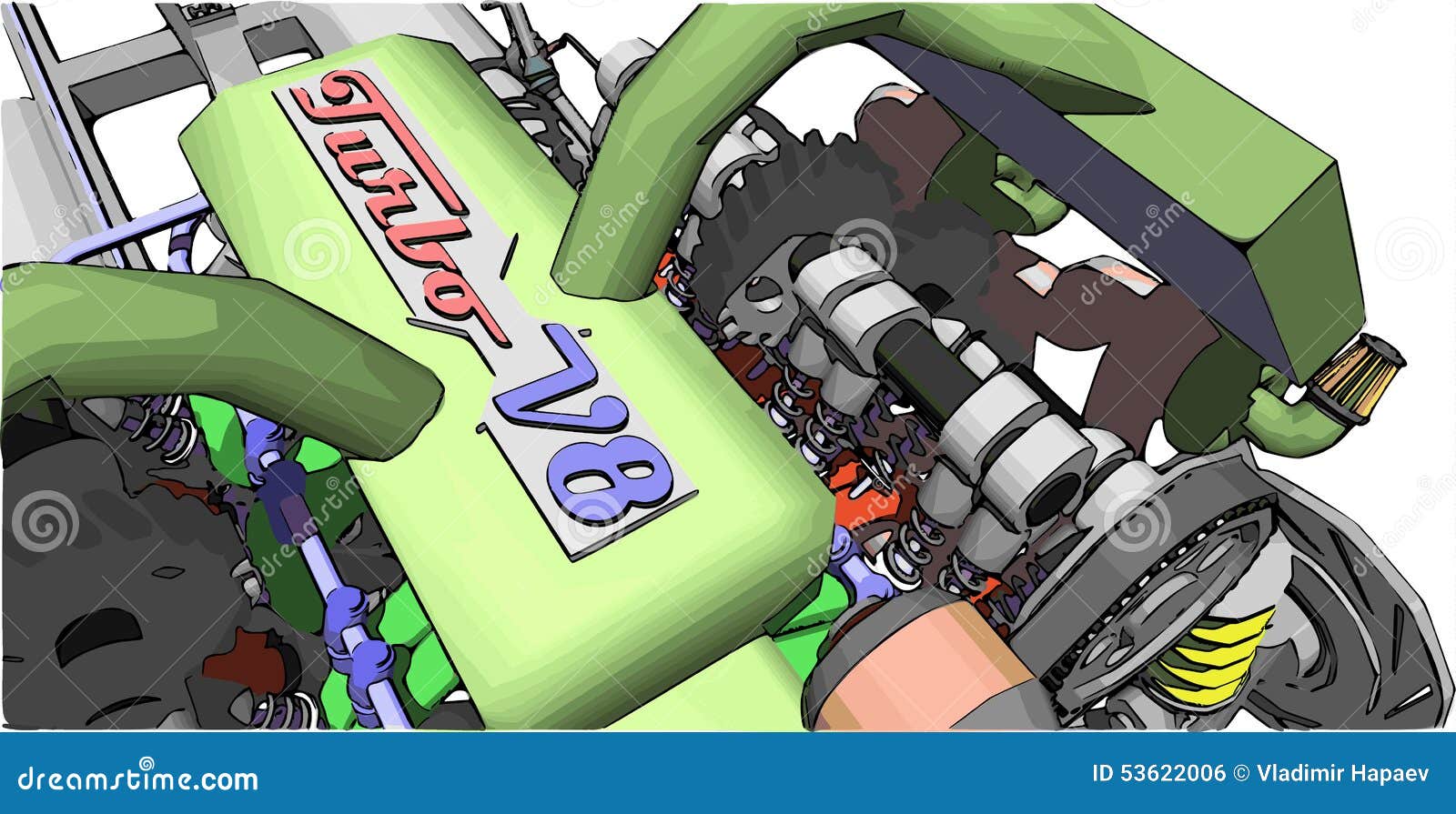 V8 Engine. Colour Illustration of a Car Engine Stock Vector ...