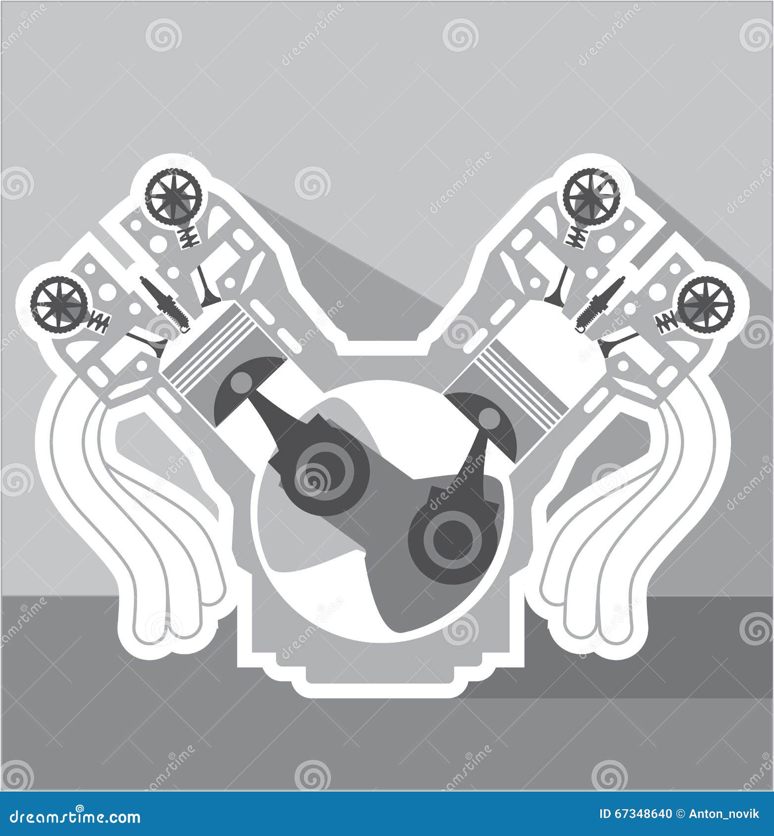 V8 Engine Cross Section Vector Stock Vector - Illustration of power ...