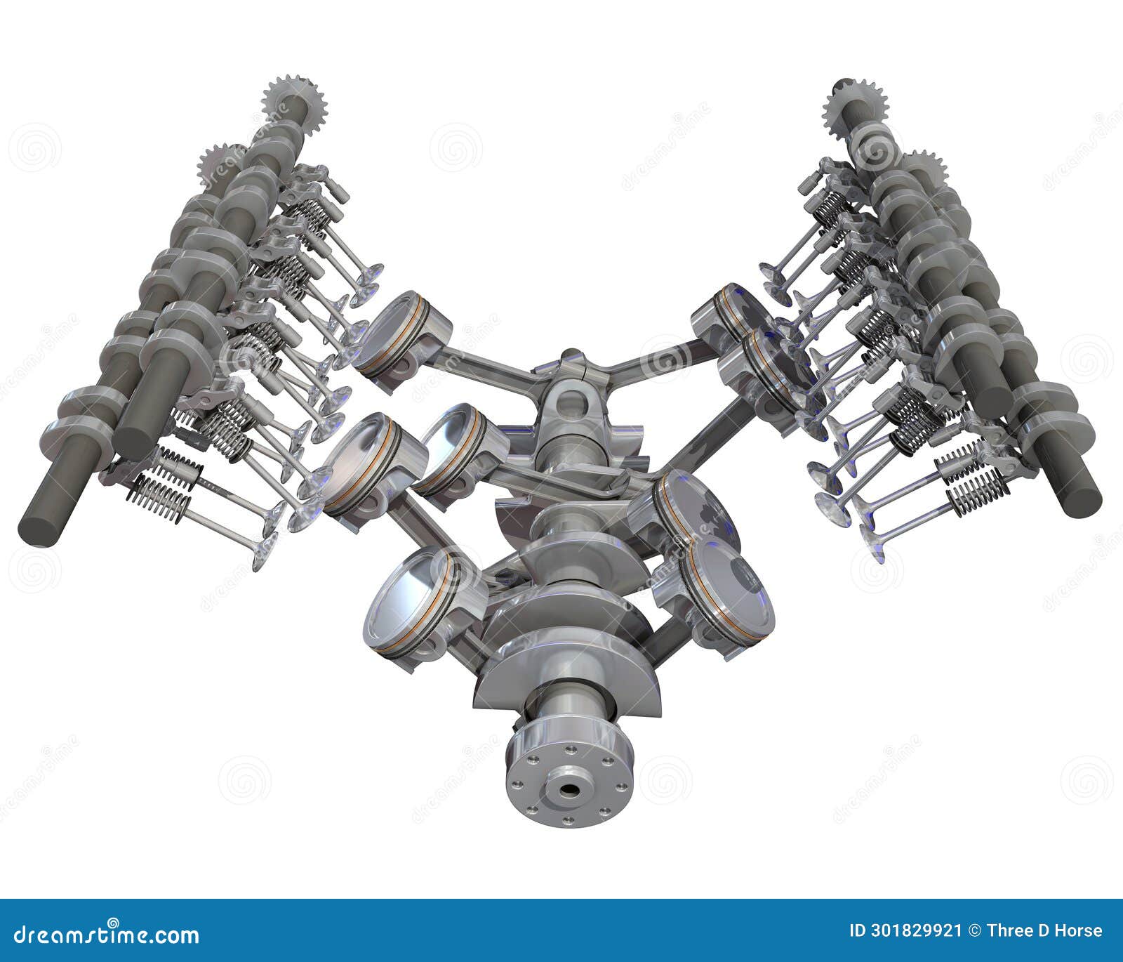 V6 Engine Cylinders 3D Rendering On White Background Royalty-Free Stock ...