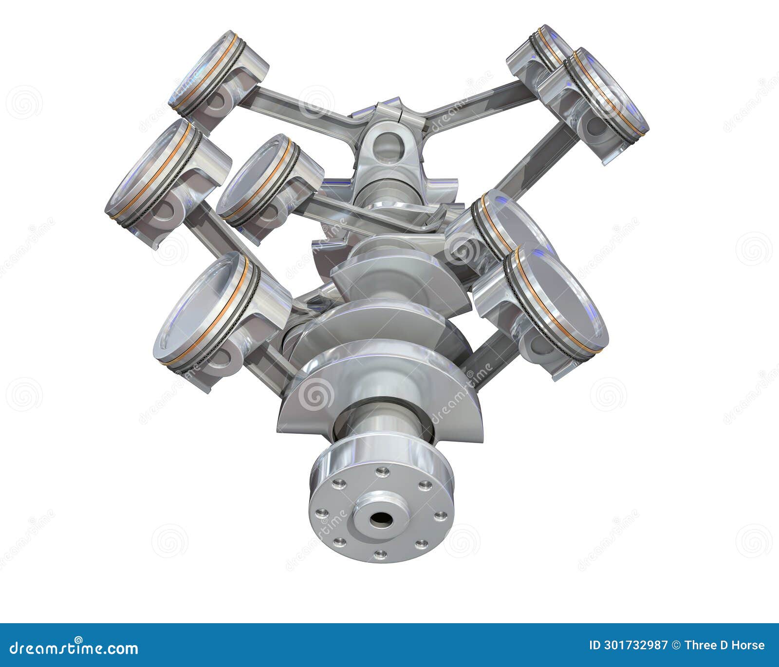 V6 Engine Cylinders 3D Rendering On White Background Royalty-Free Stock ...