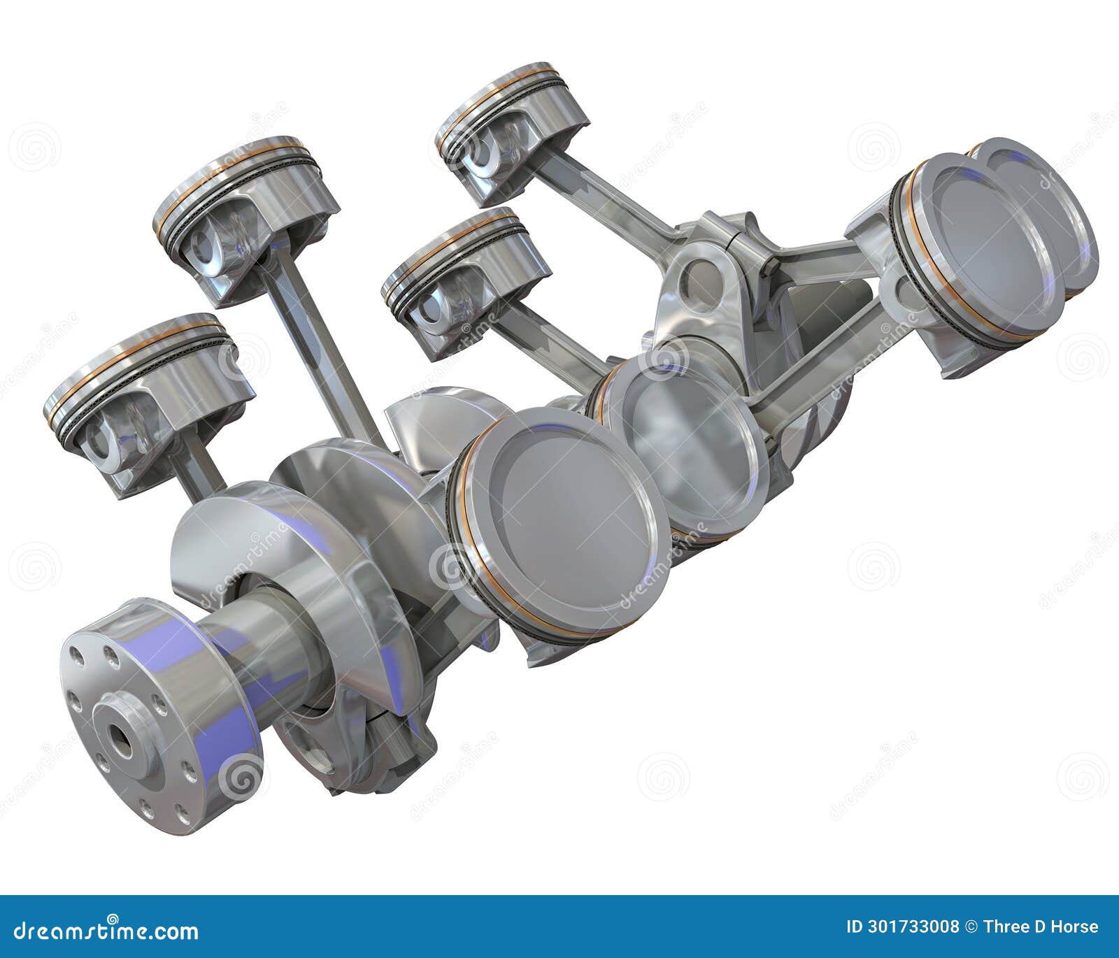 V6 Engine Cylinders 3D Rendering On White Background Royalty-Free Stock ...