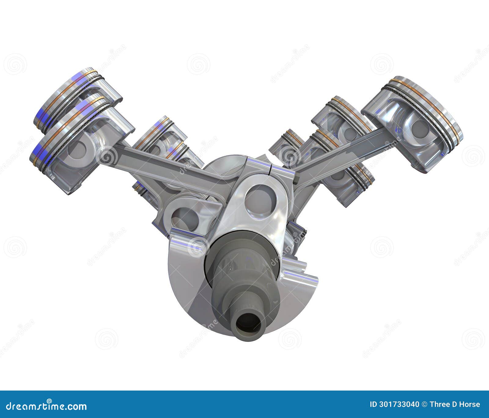 V6 Engine Cylinders 3D Rendering On White Background Royalty-Free Stock ...