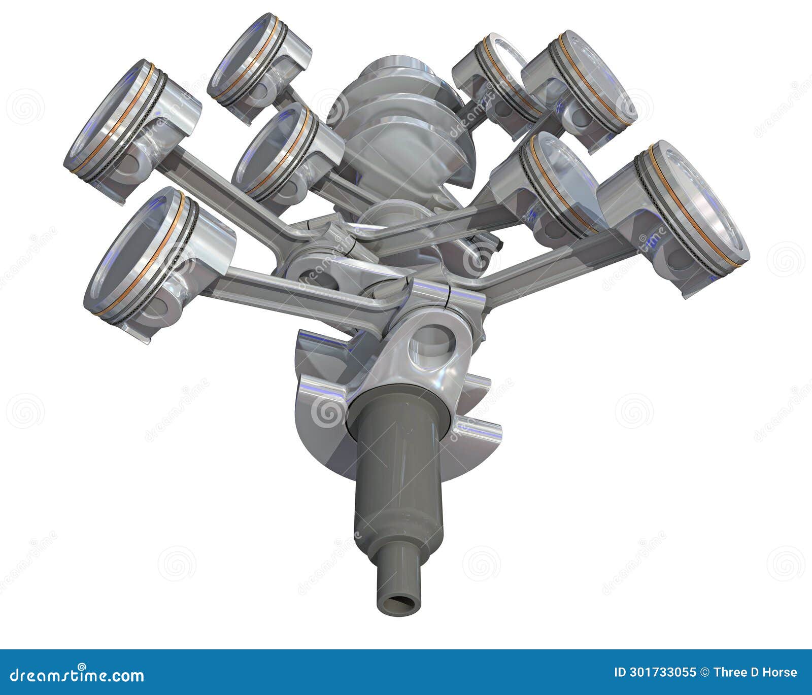 V6 Engine Cylinders 3D Rendering On White Background Royalty-Free Stock ...