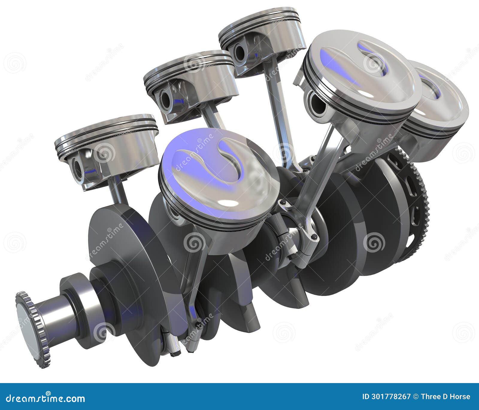 V6 Engine Cylinders 3D Rendering On White Background Royalty-Free Stock ...