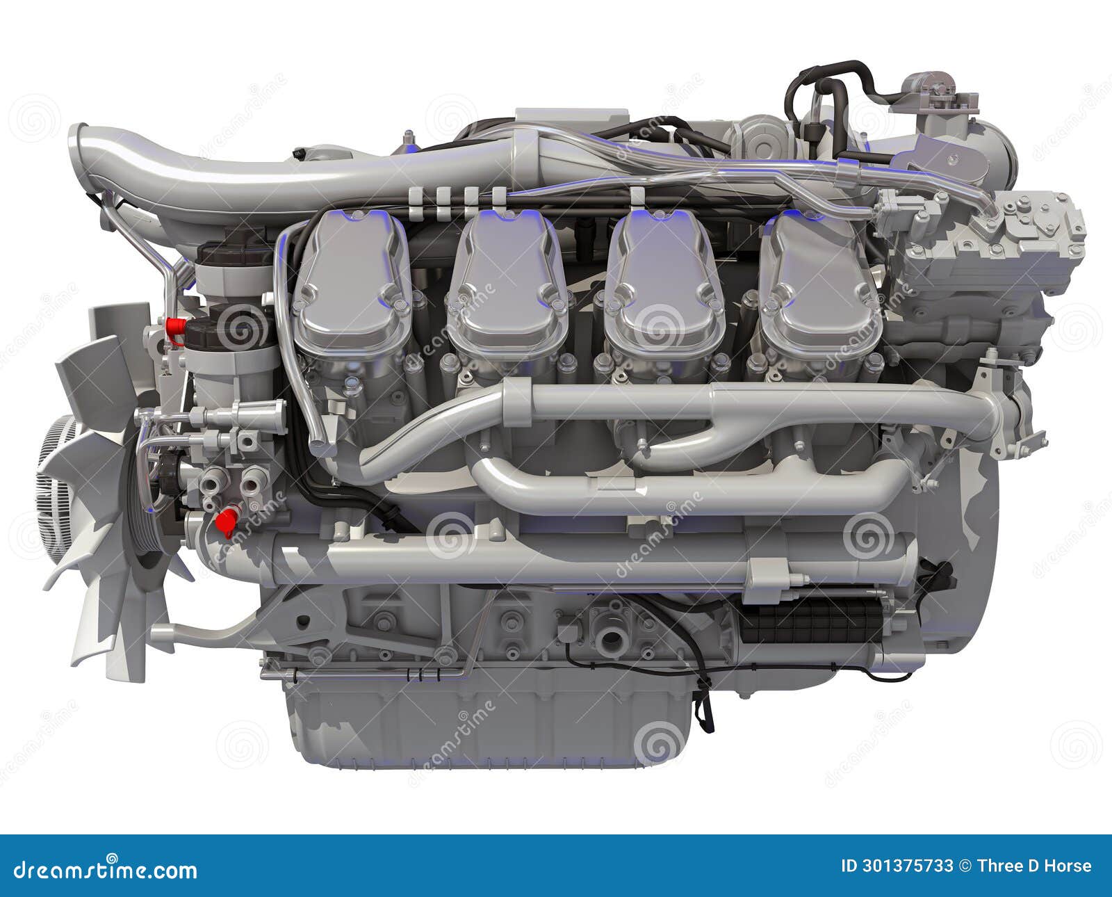 V8 Engine 3D Rendering on White Background Stock Illustration ...