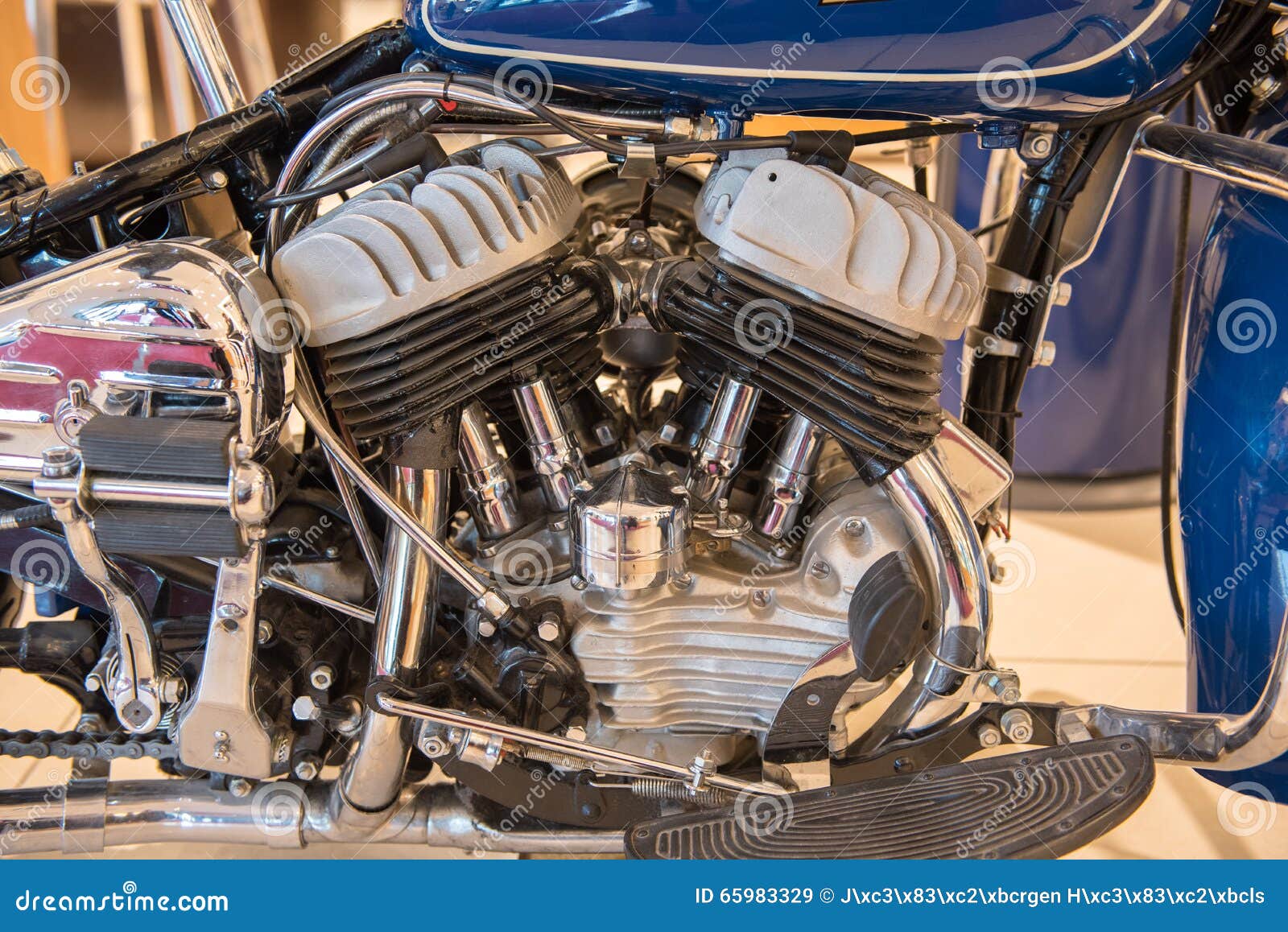 V-2 Engine of a Historic Motorcycle Stock Image - Image of motor ...