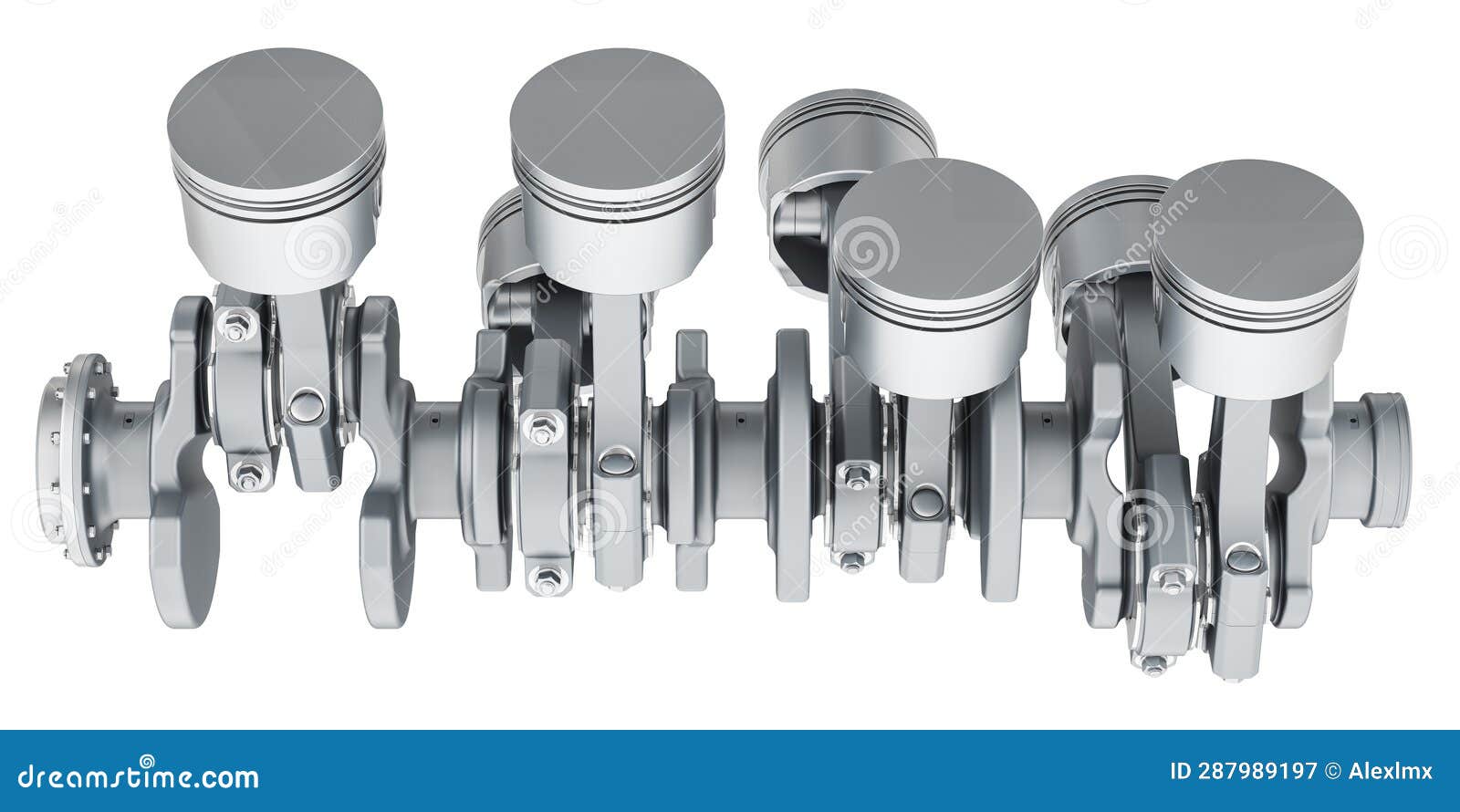 V8 Engine Pistons and Cog, Side View. 3D Rendering Stock Illustration ...