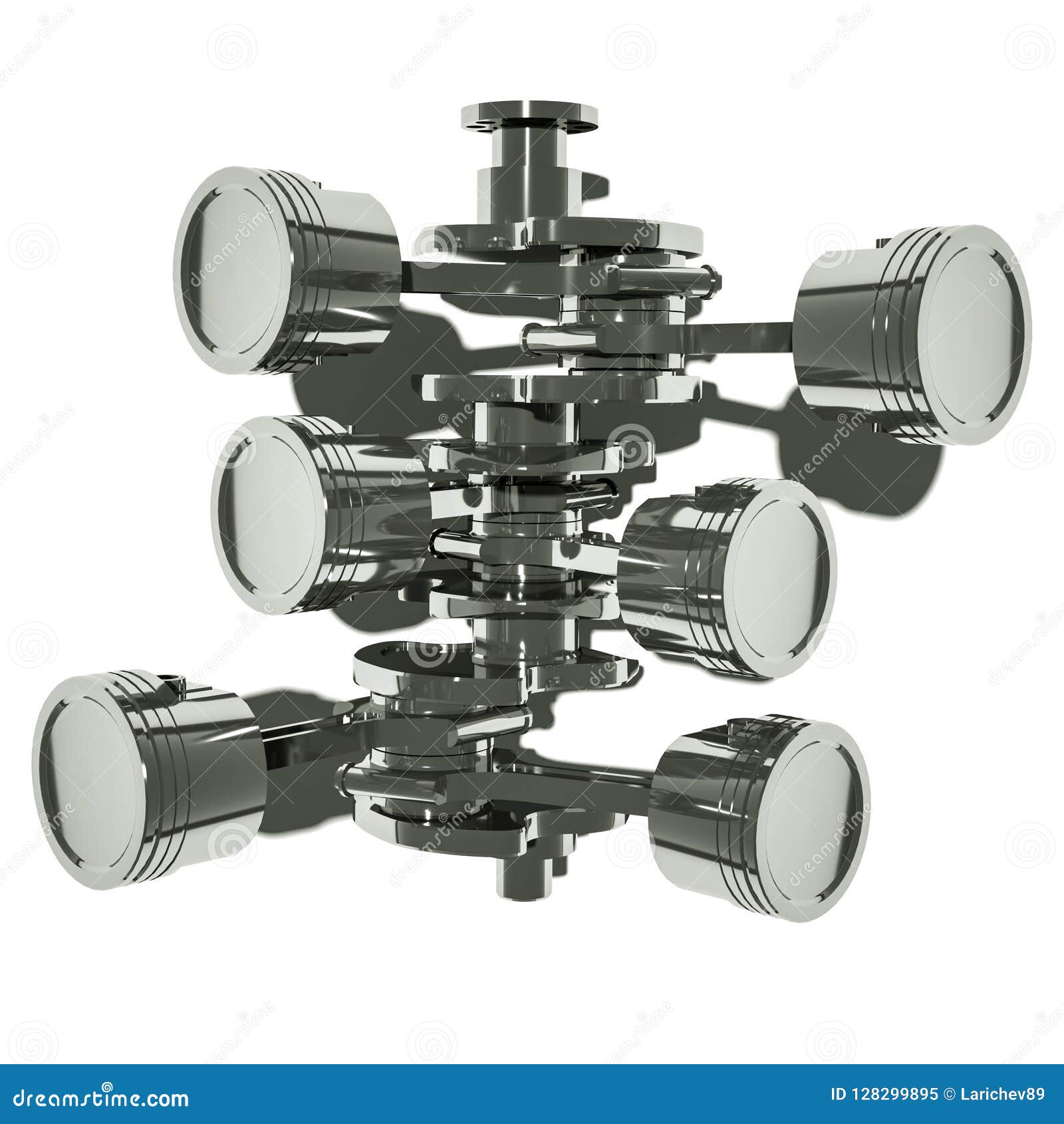 V6 Engine Pistons in Top View. 3D Image Stock Illustration ...